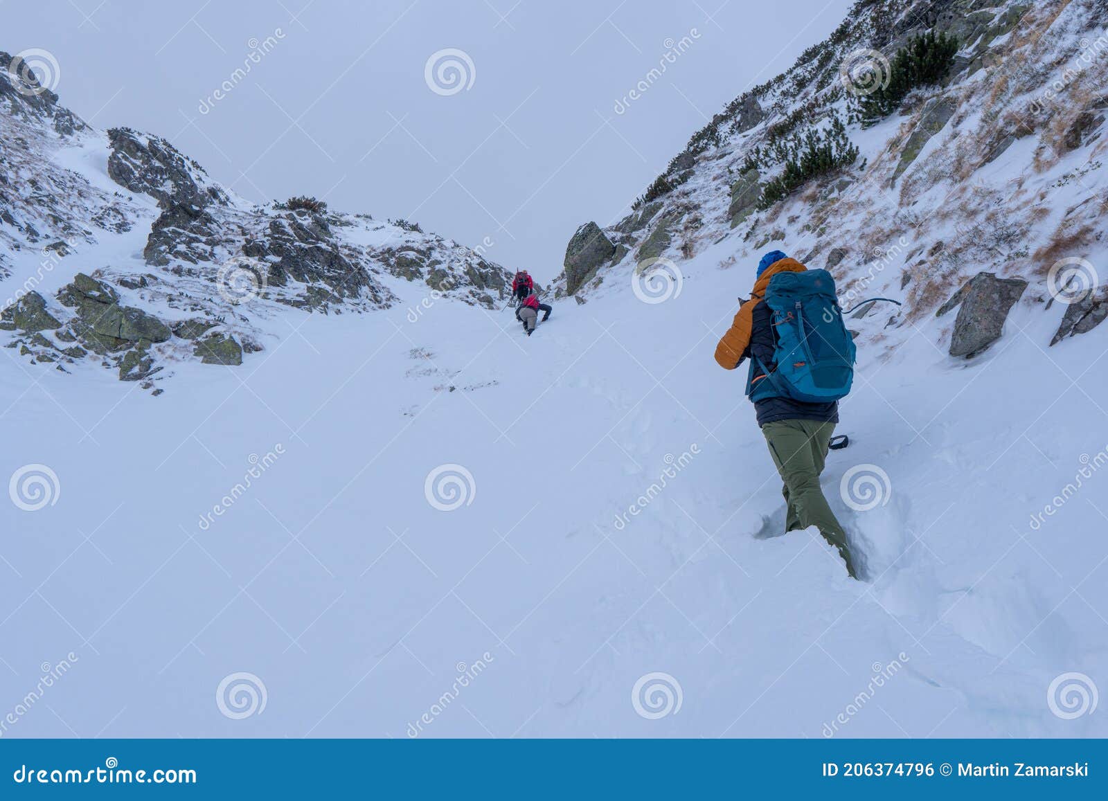 Extreme Sport. Lone Hikers in Winter Mountains Stock Photo - Image of healthy, standing: 206374796