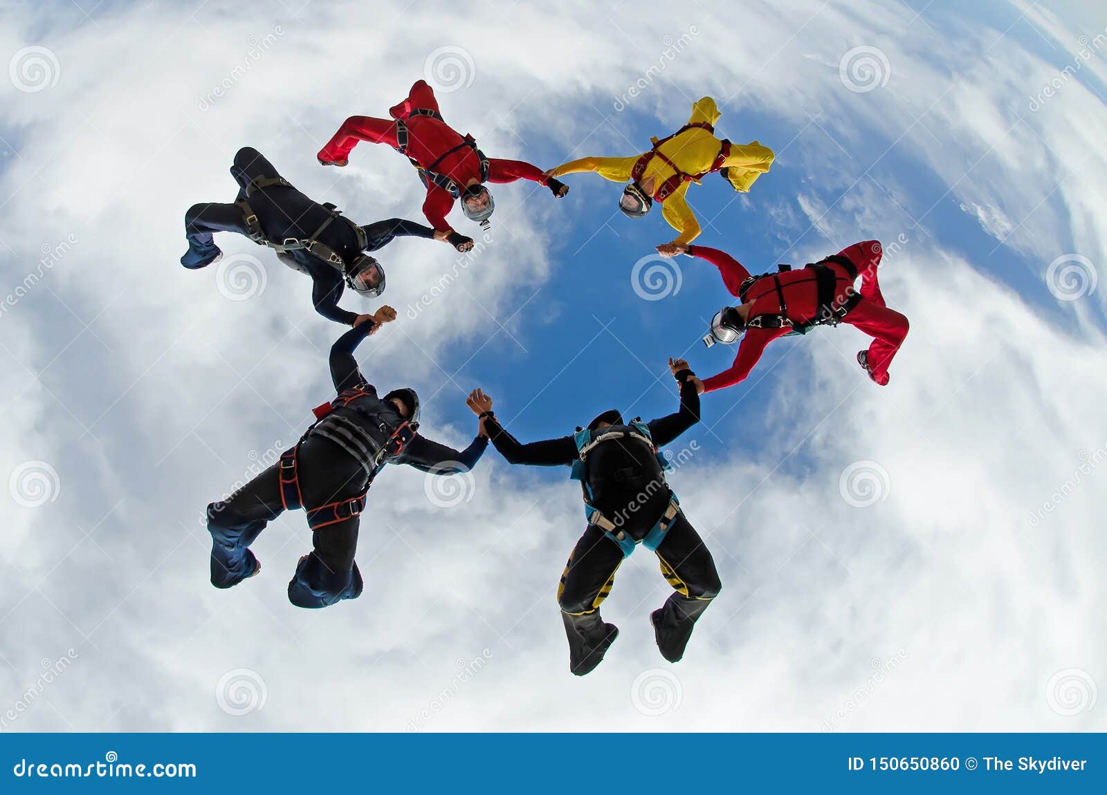 Sky Dive Team Work Low Angle View Editorial Image - Image of clouds ...