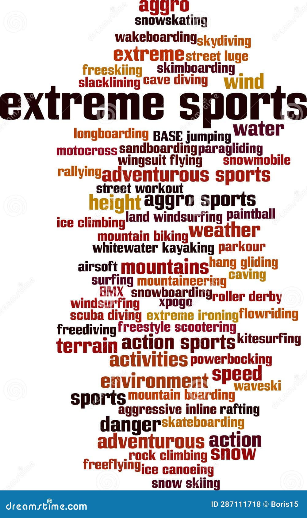 Extreme sports word cloud stock illustration. Illustration of vector ...