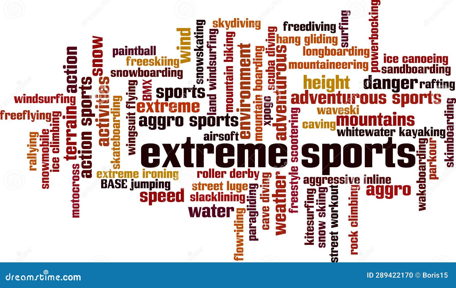 Extreme sports word cloud stock vector. Illustration of freeflying ...