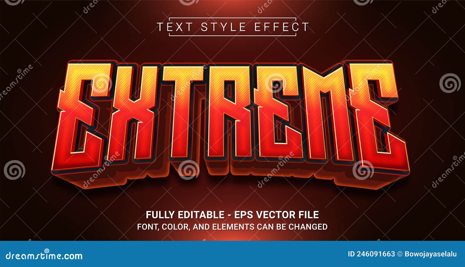 Extreme Text Style Effect. Editable Graphic Text Template Stock Vector ...