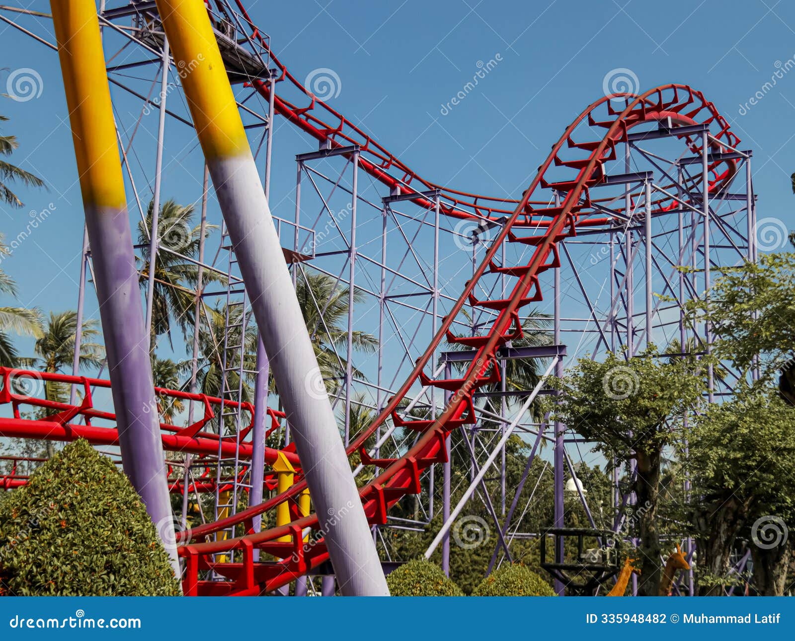Extreme Track Roller Coaster Blue Sky Background Editorial Photography ...
