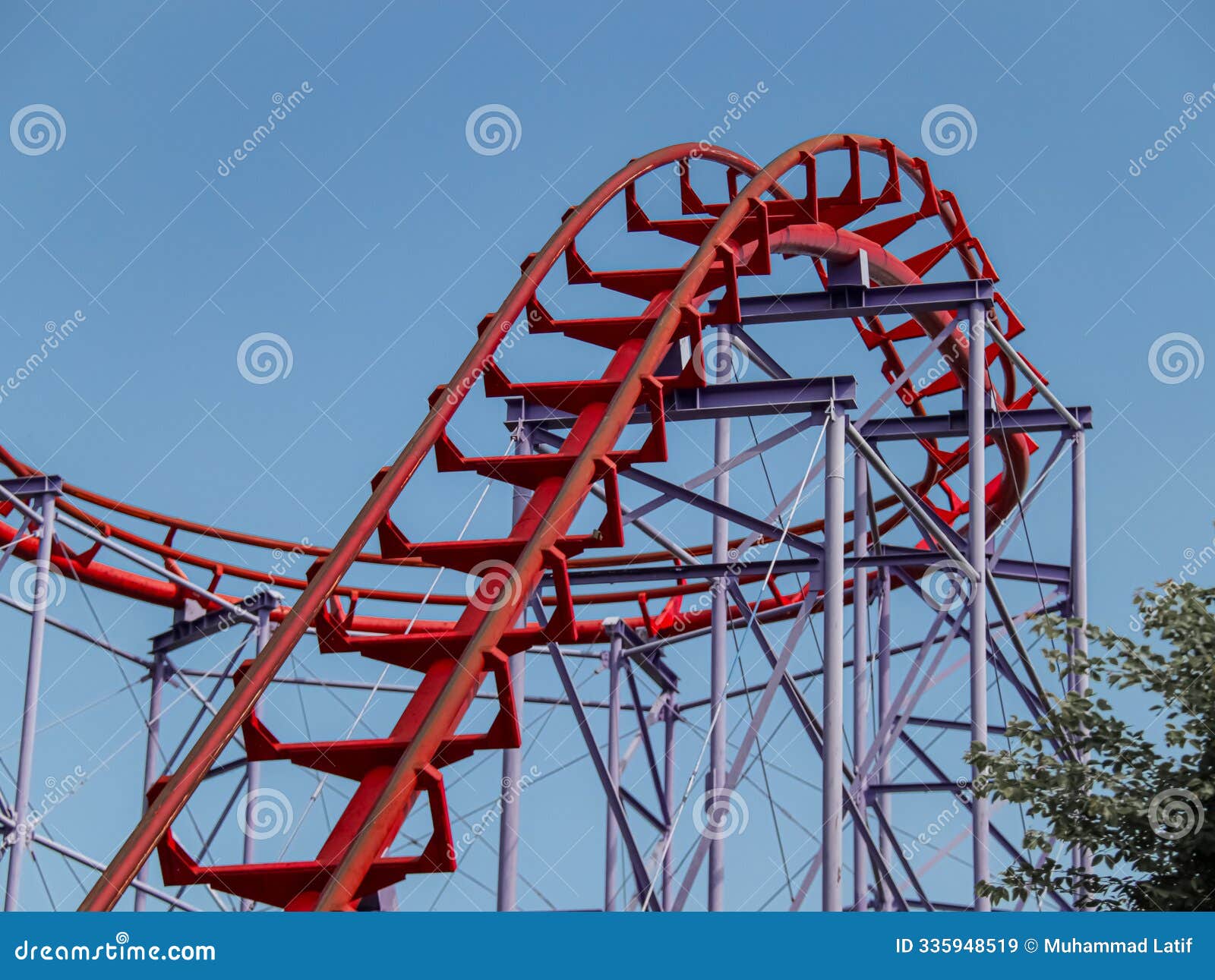 Extreme Track Roller Coaster Blue Sky Background Stock Image - Image of ...