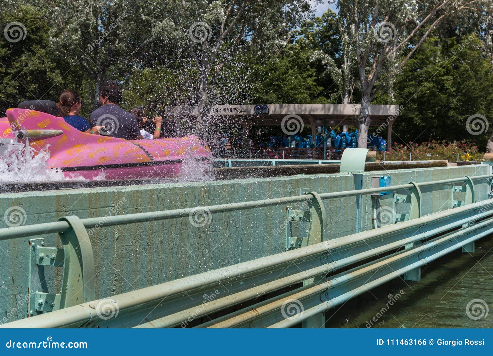 Water Roller Coaster in Amusement Park with Water Splash Editorial ...