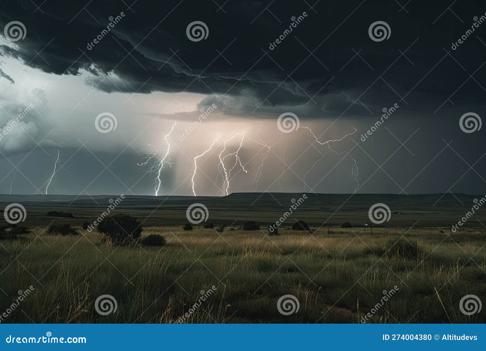Extreme Weather Event, with Thunderstorms and Lightning, in Climate-changed Landscape Stock ...