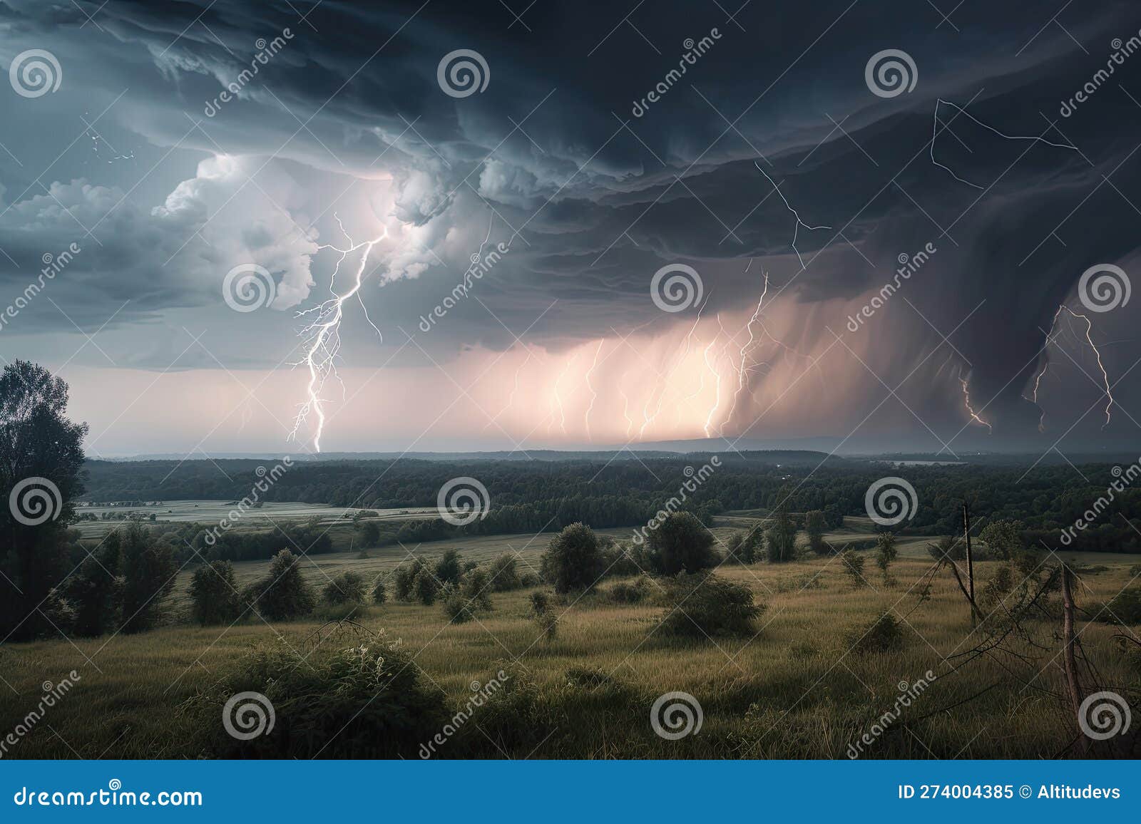 Extreme Weather Event, with Thunderstorms and Lightning, in Climate ...