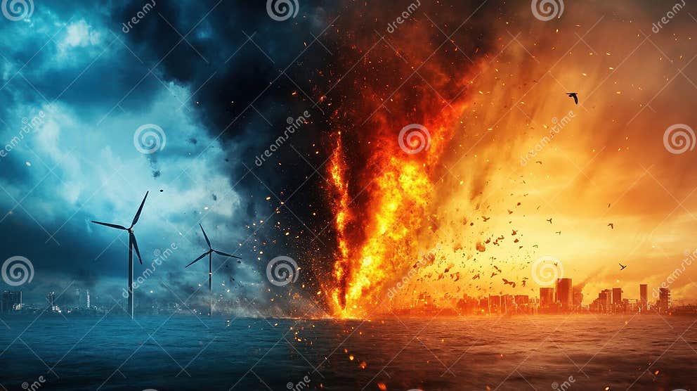 Extreme Weather Scene with Striking Visual Contrast Stock Image - Image ...