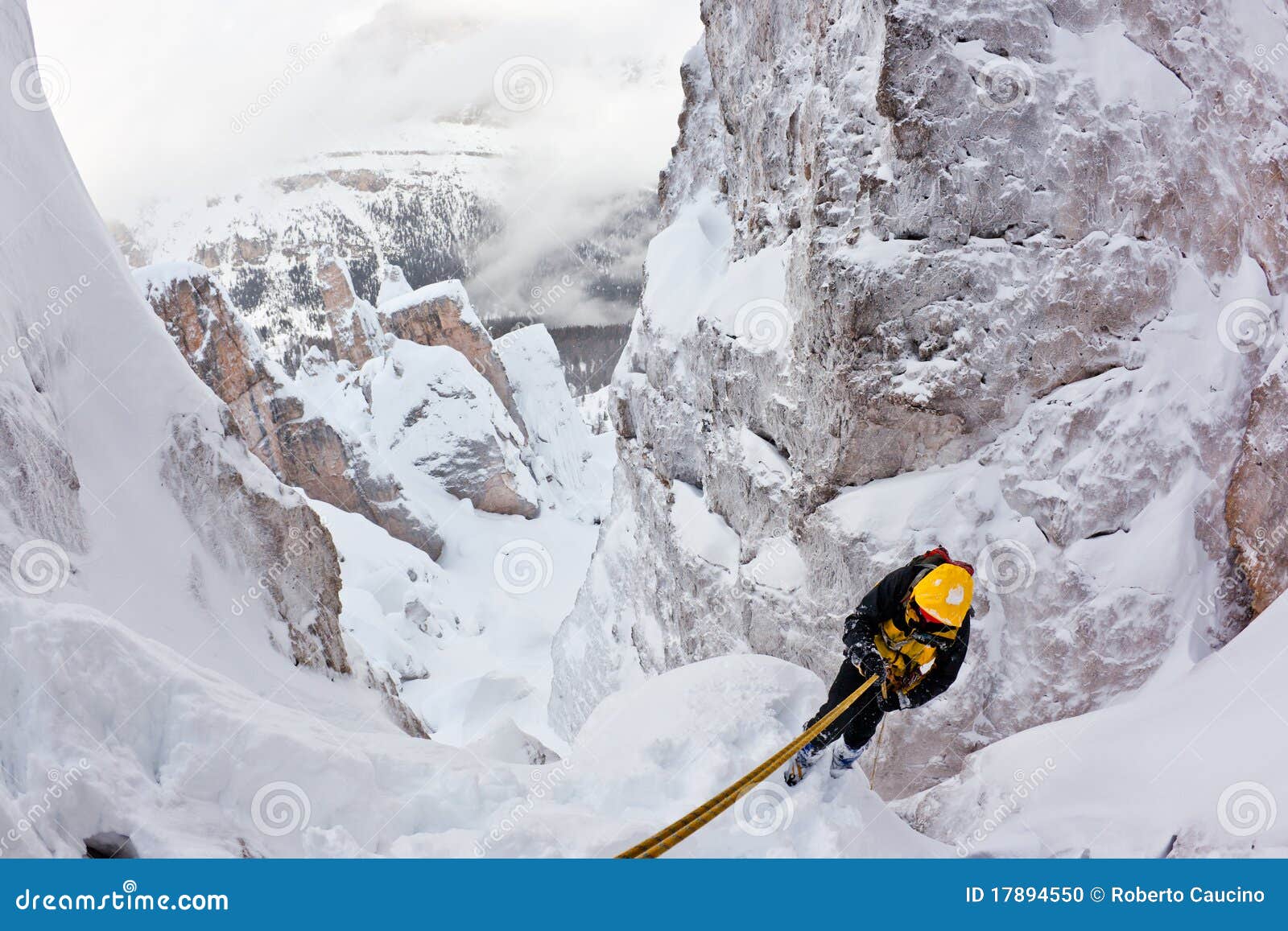 Extreme Winter Mountaineering Stock Photo - Image of icefall, steep ...