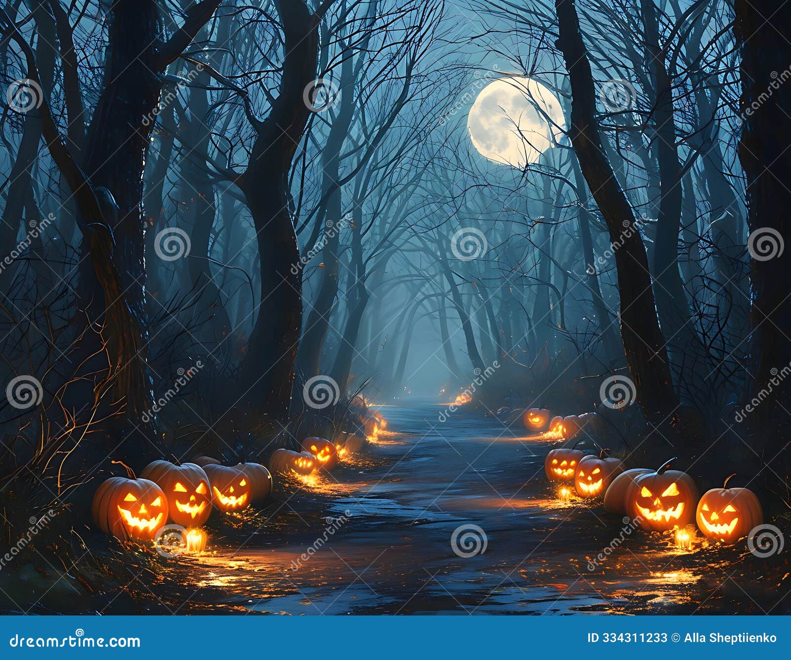 Extremely Beautiful Halloween Path Covered with Glowing Lanterns at ...
