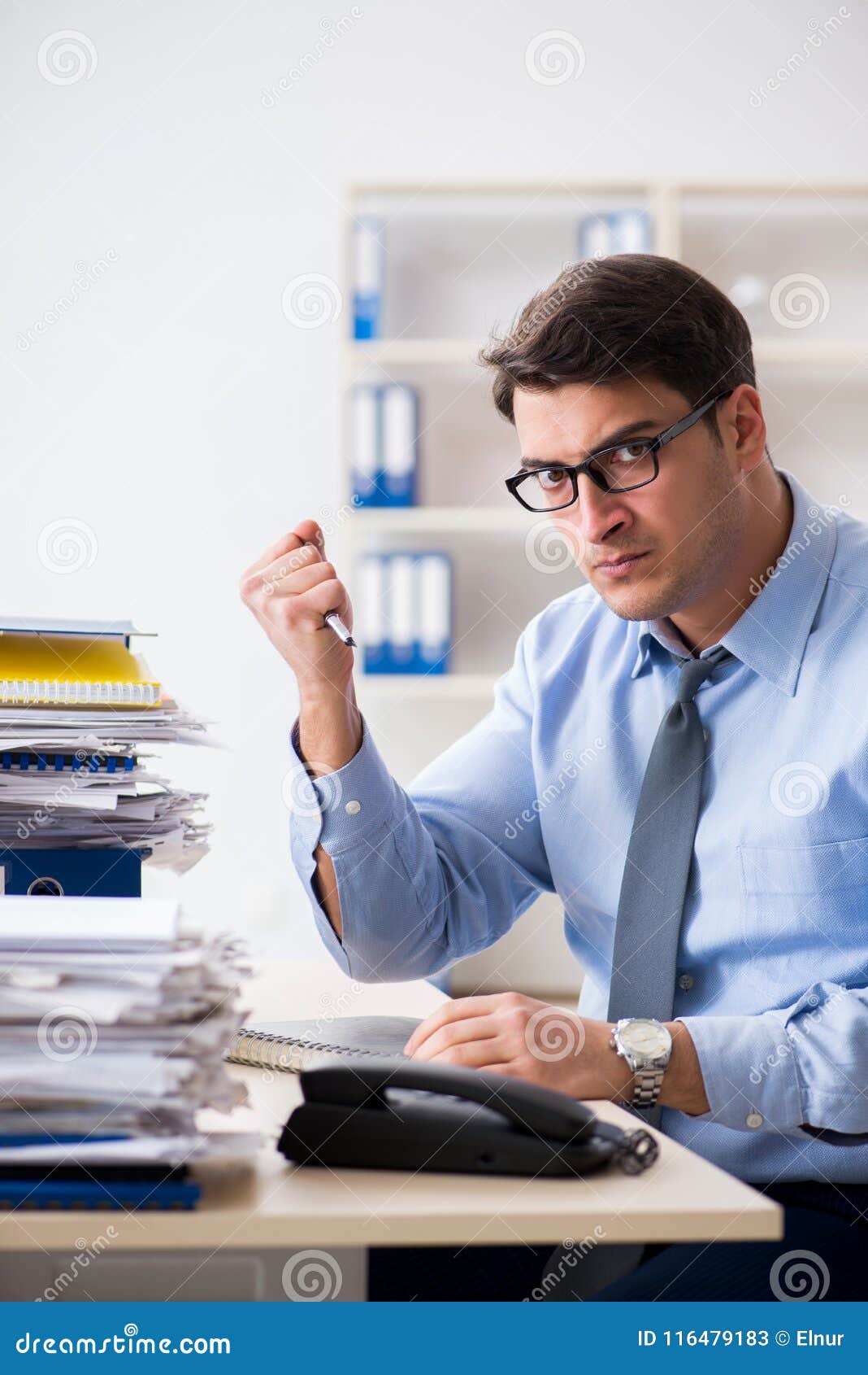 The Extremely Busy Businessman Working in Office Stock Image - Image of ...