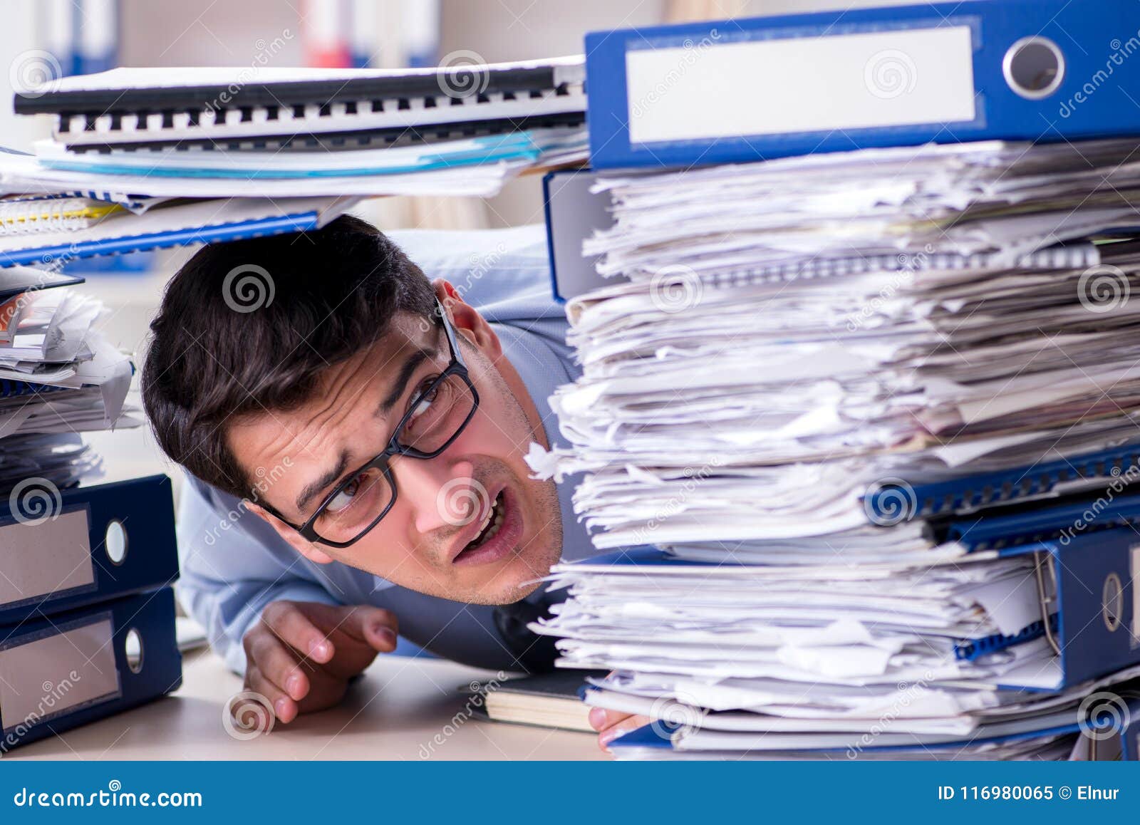 The Extremely Busy Businessman Working in Office Stock Image - Image of ...