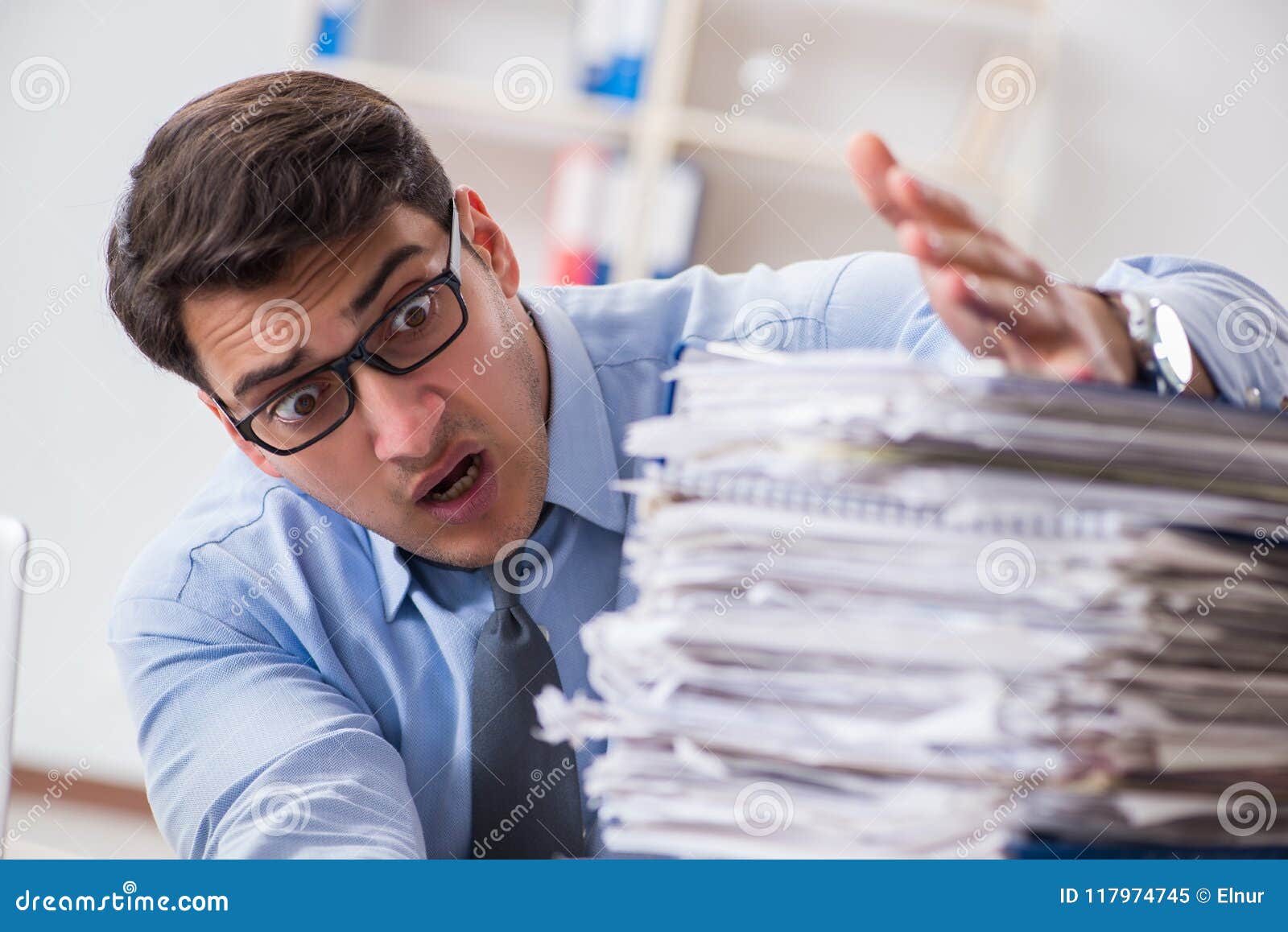 The Extremely Busy Businessman Working in Office Stock Image - Image of ...