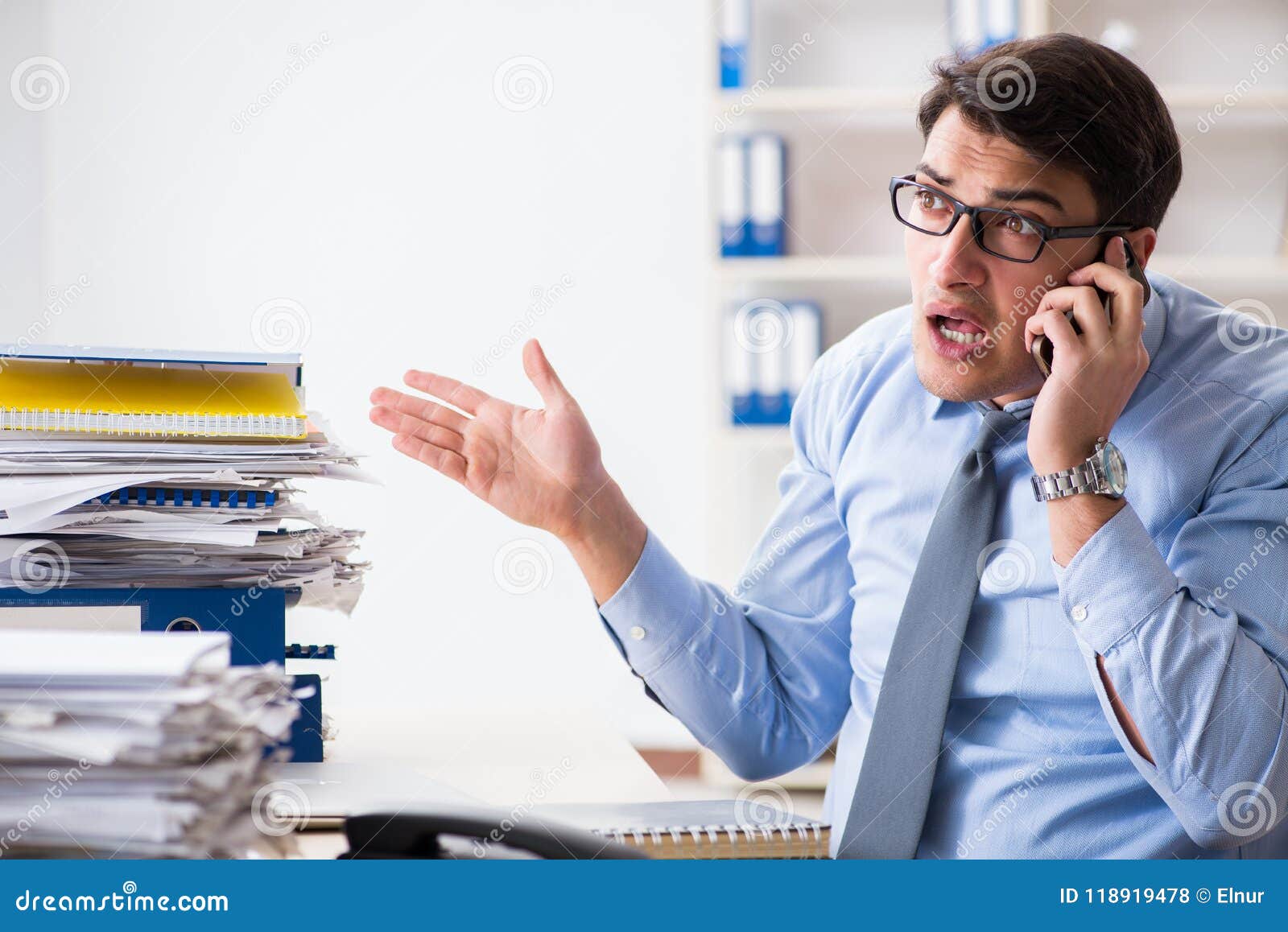 The Extremely Busy Businessman Working in Office Stock Photo - Image of ...