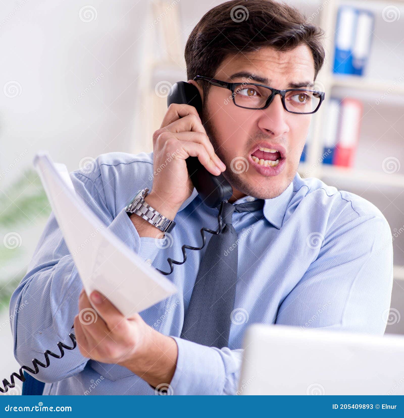 Extremely Busy Businessman Working in Office Stock Image - Image of ...