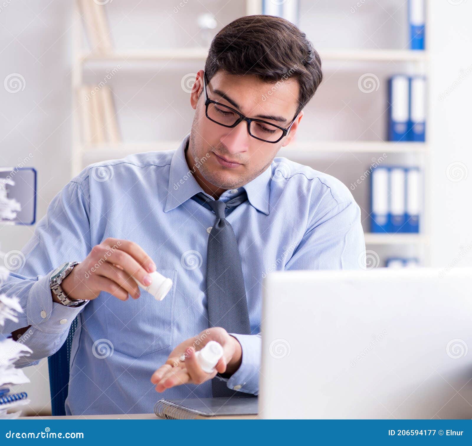 Extremely Busy Businessman Working in Office Stock Image - Image of ...