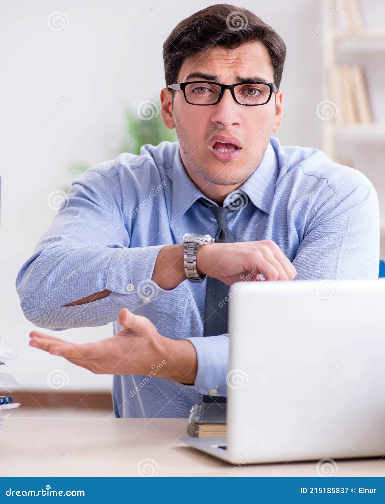 Extremely Busy Businessman Working in Office Stock Image - Image of ...