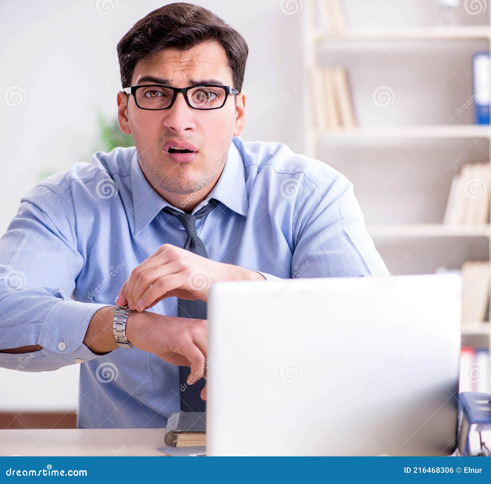 Extremely Busy Businessman Working in Office Stock Photo - Image of ...