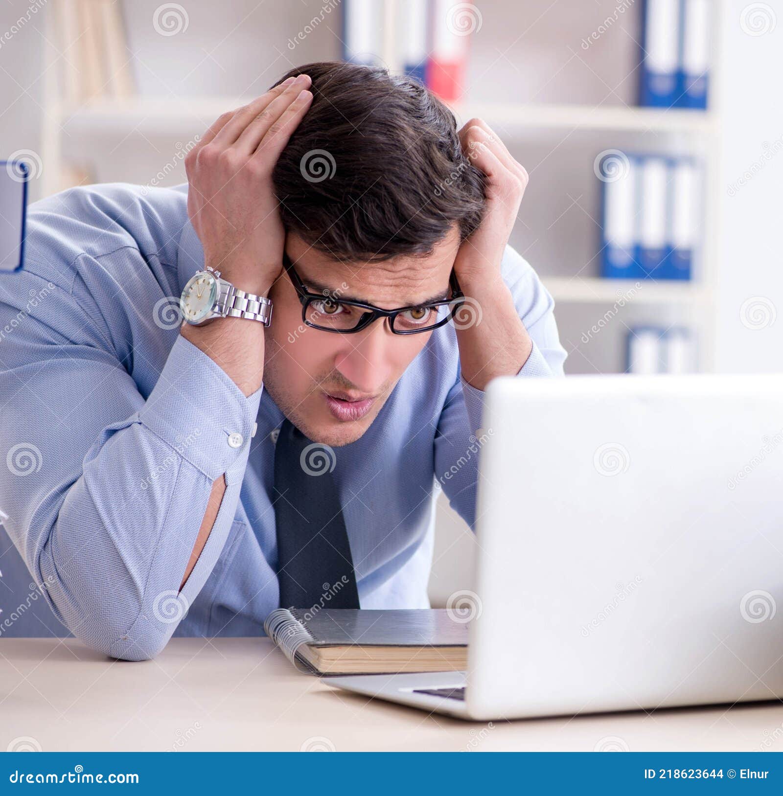 Extremely Busy Businessman Working in Office Stock Photo - Image of ...