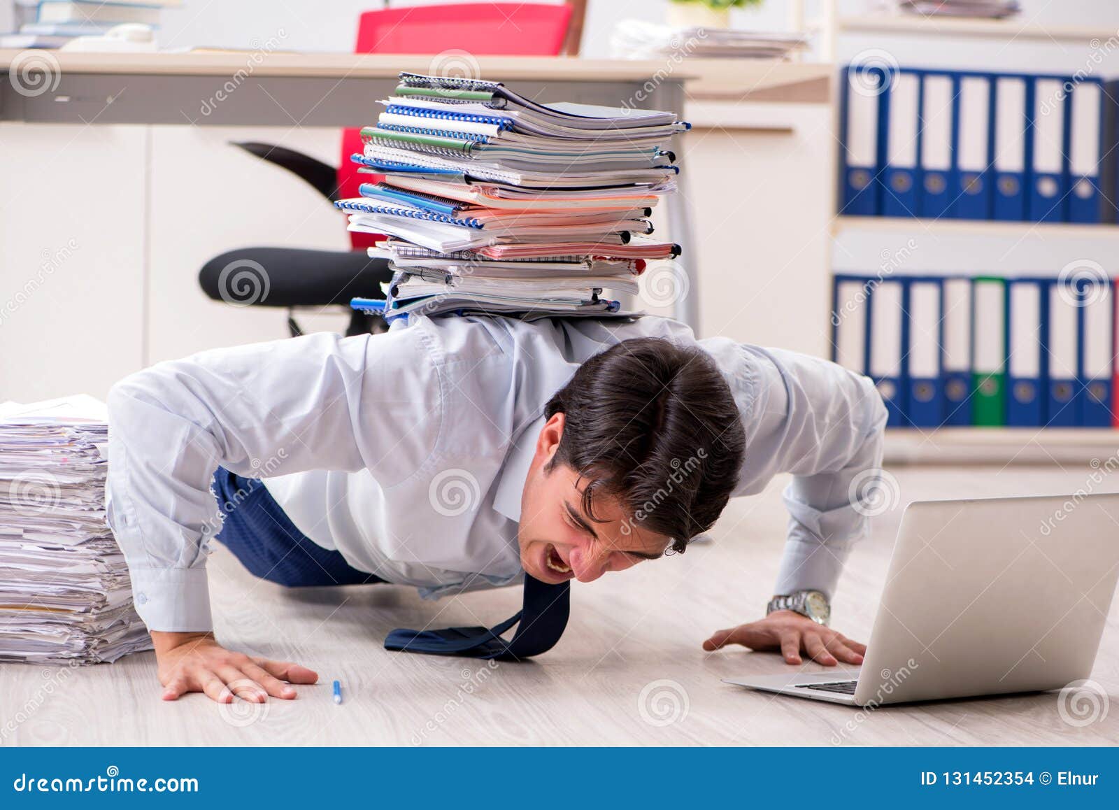 The Extremely Busy Employee Working in the Office Stock Photo - Image ...