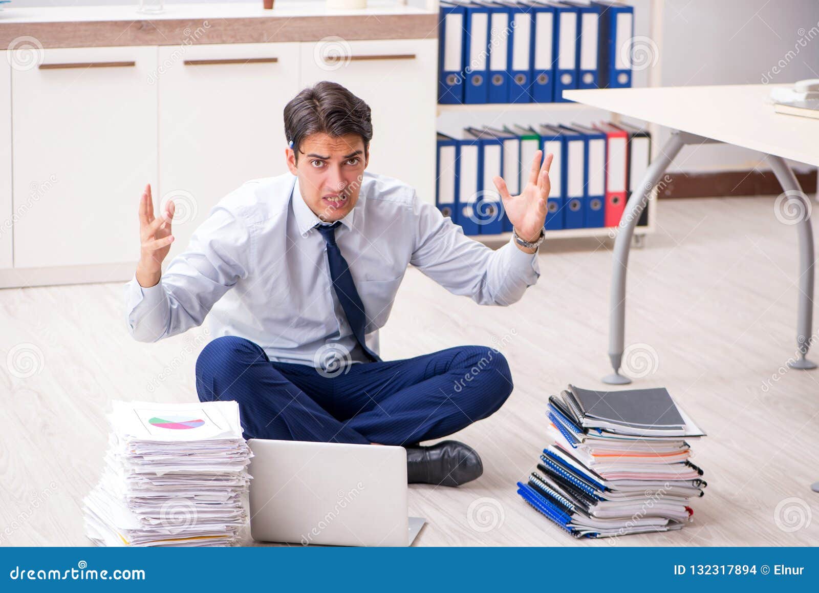 The Extremely Busy Employee Working in the Office Stock Photo - Image ...