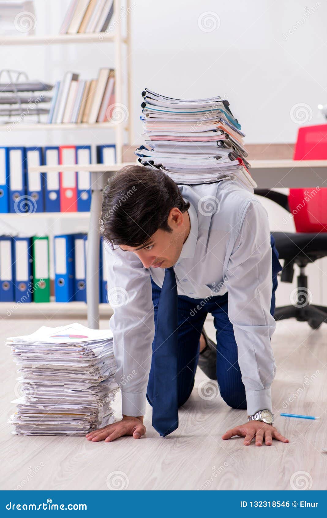 The Extremely Busy Employee Working in the Office Stock Photo - Image ...