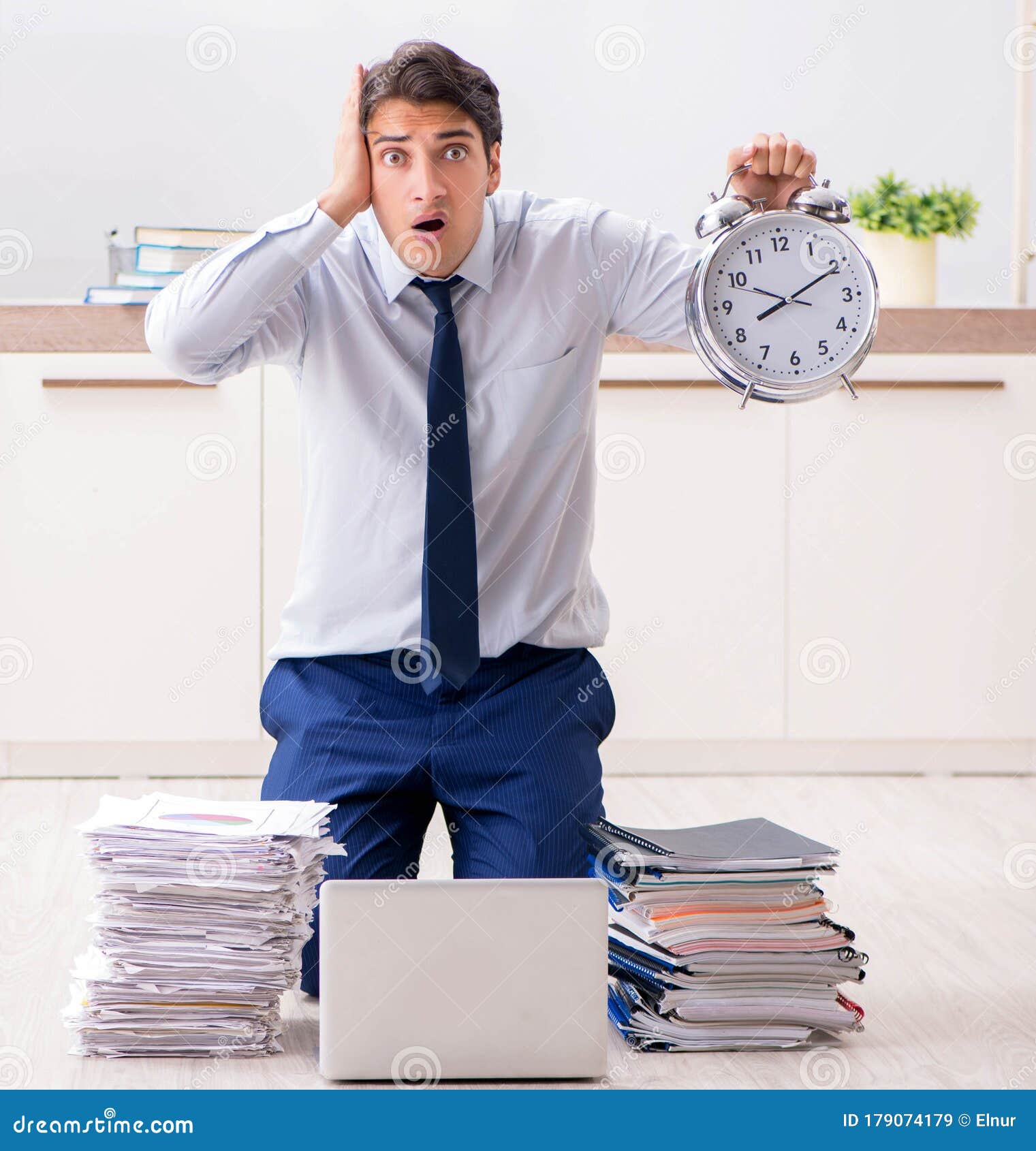 Extremely Busy Employee Working in the Office Stock Image - Image of ...