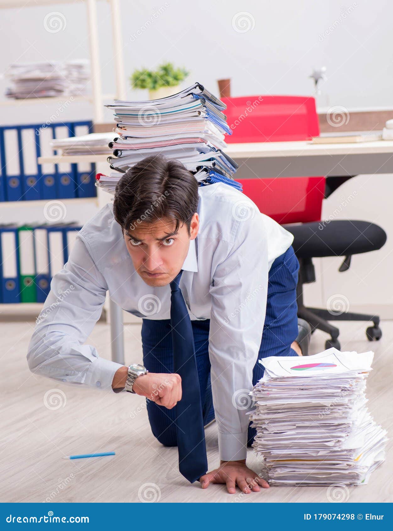 Extremely Busy Employee Working in the Office Stock Photo - Image of ...