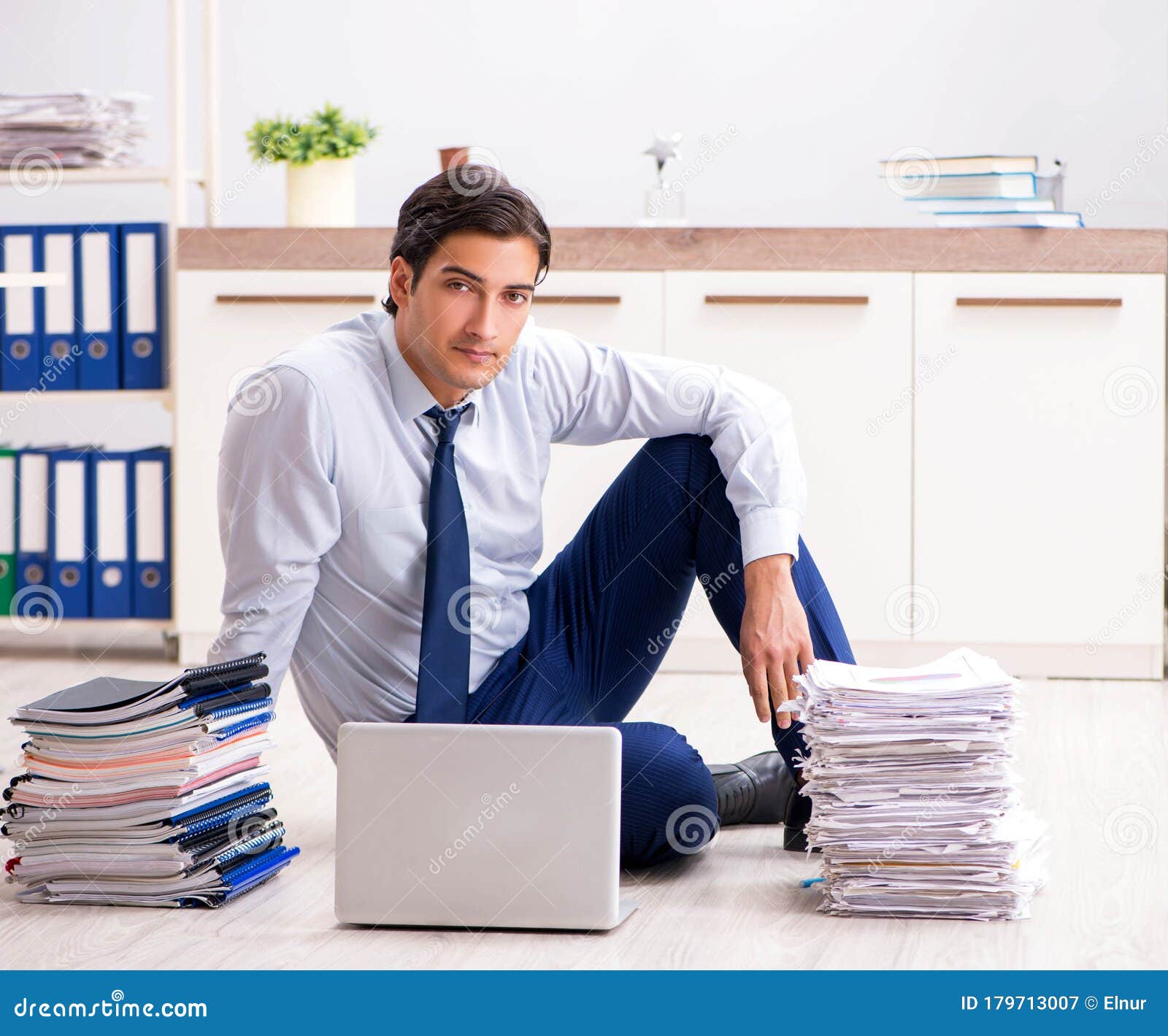 Extremely Busy Employee Working in the Office Stock Image - Image of ...