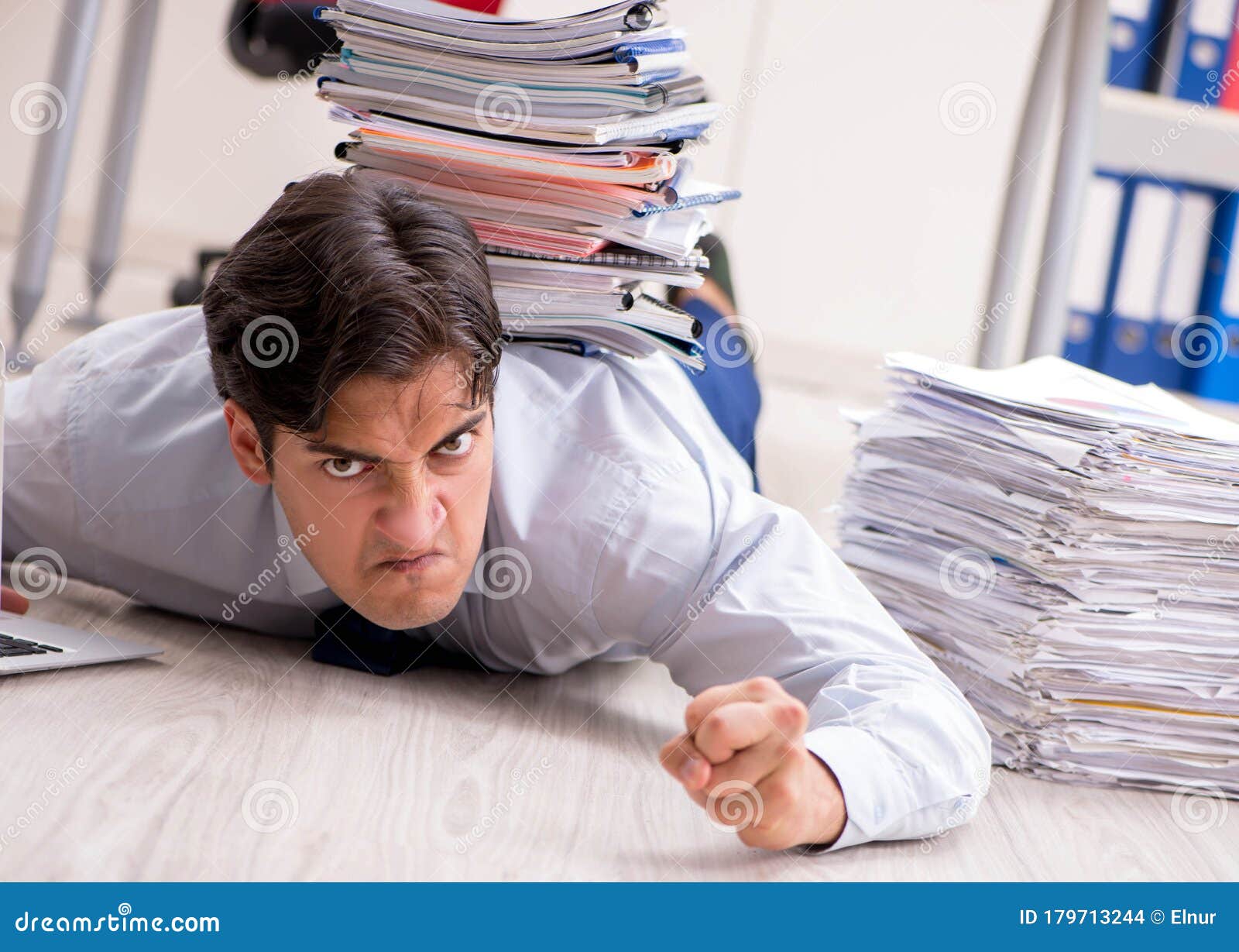 Extremely Busy Employee Working in the Office Stock Photo - Image of ...