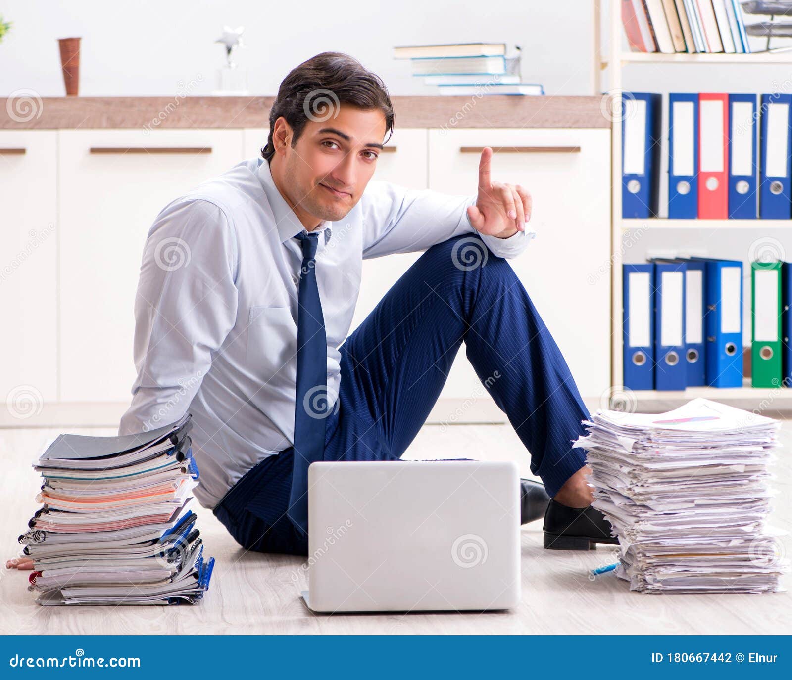 Extremely Busy Employee Working in the Office Stock Photo - Image of ...