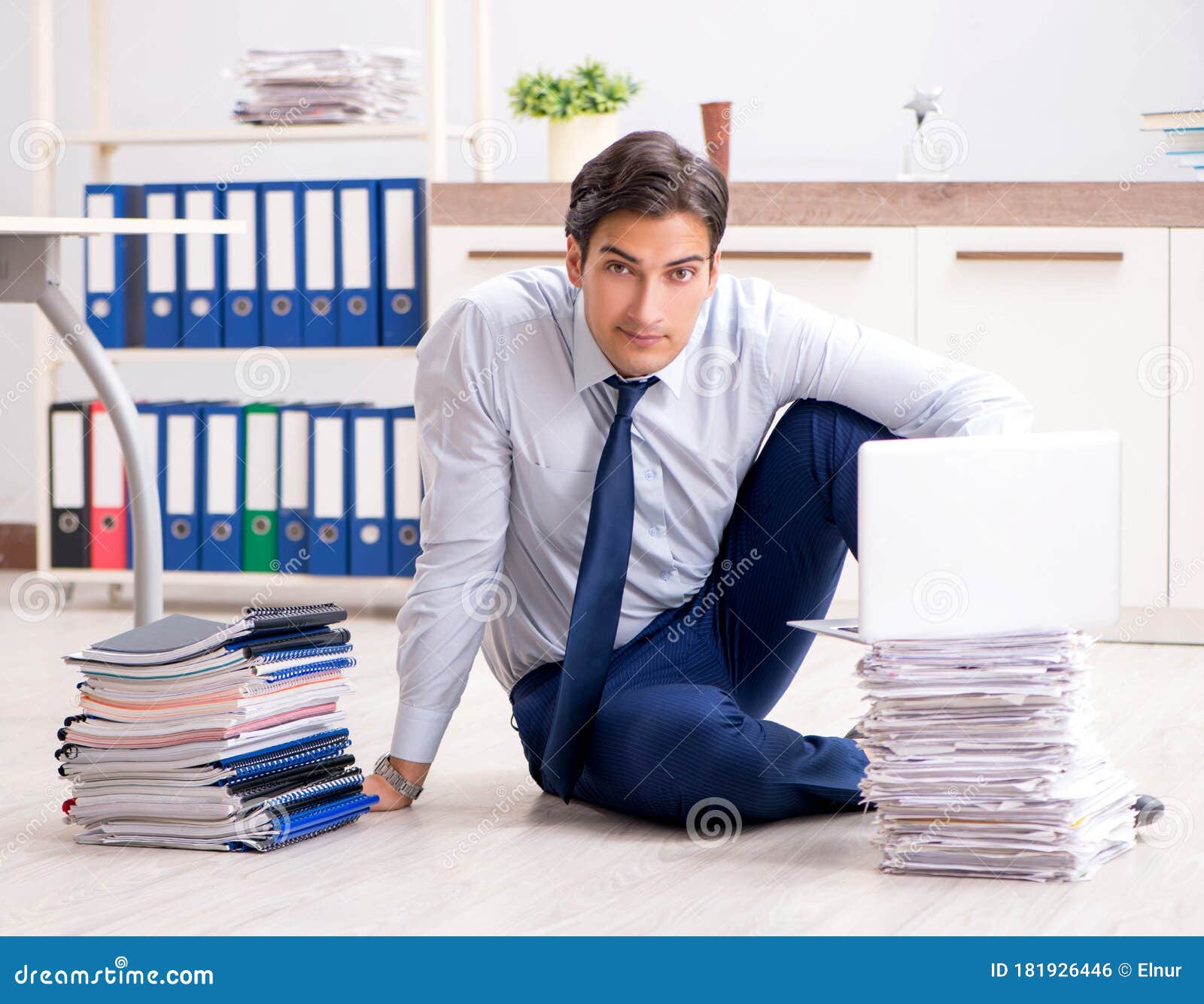 Extremely Busy Employee Working in the Office Stock Photo - Image of ...