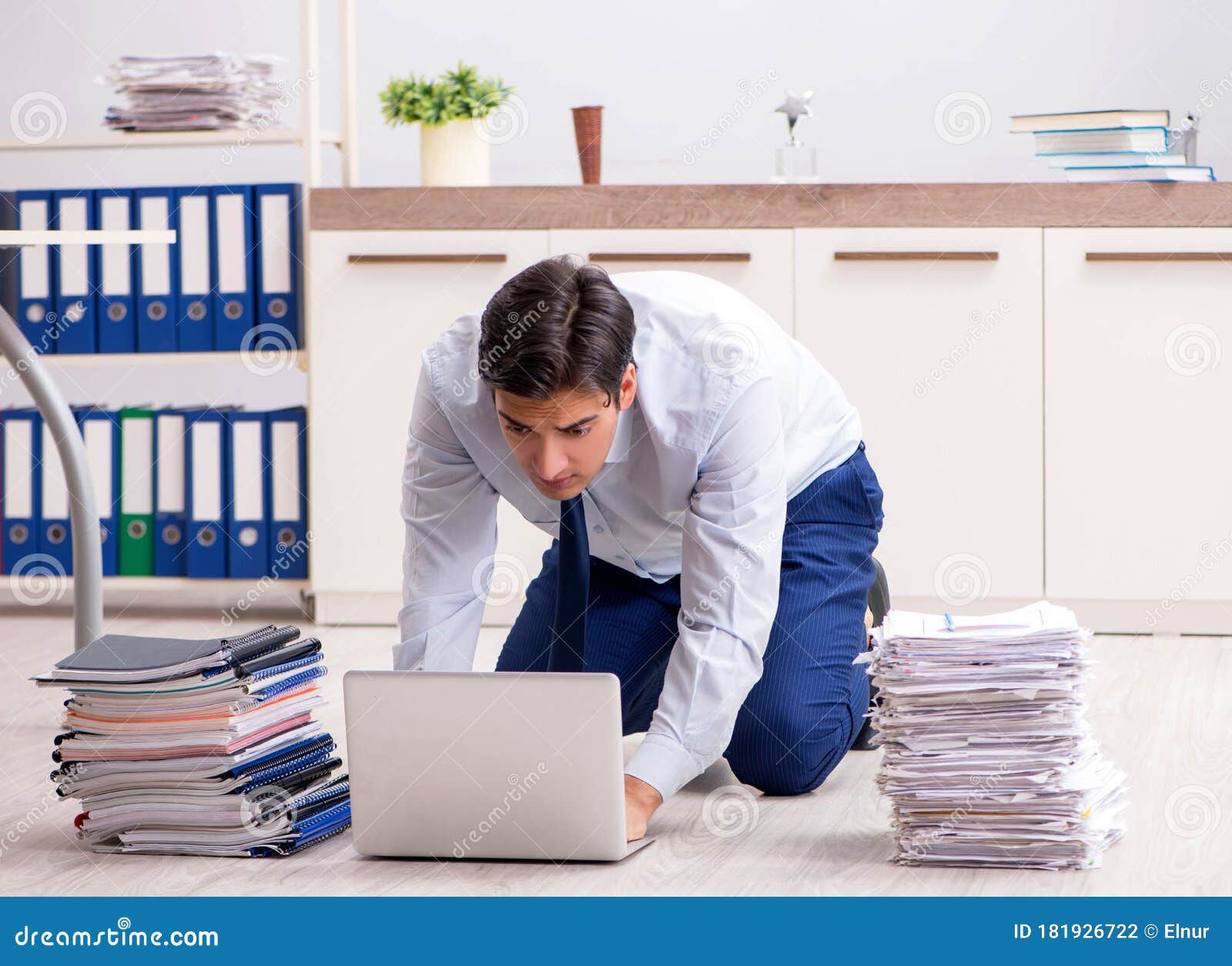 Extremely Busy Employee Working in the Office Stock Photo - Image of ...