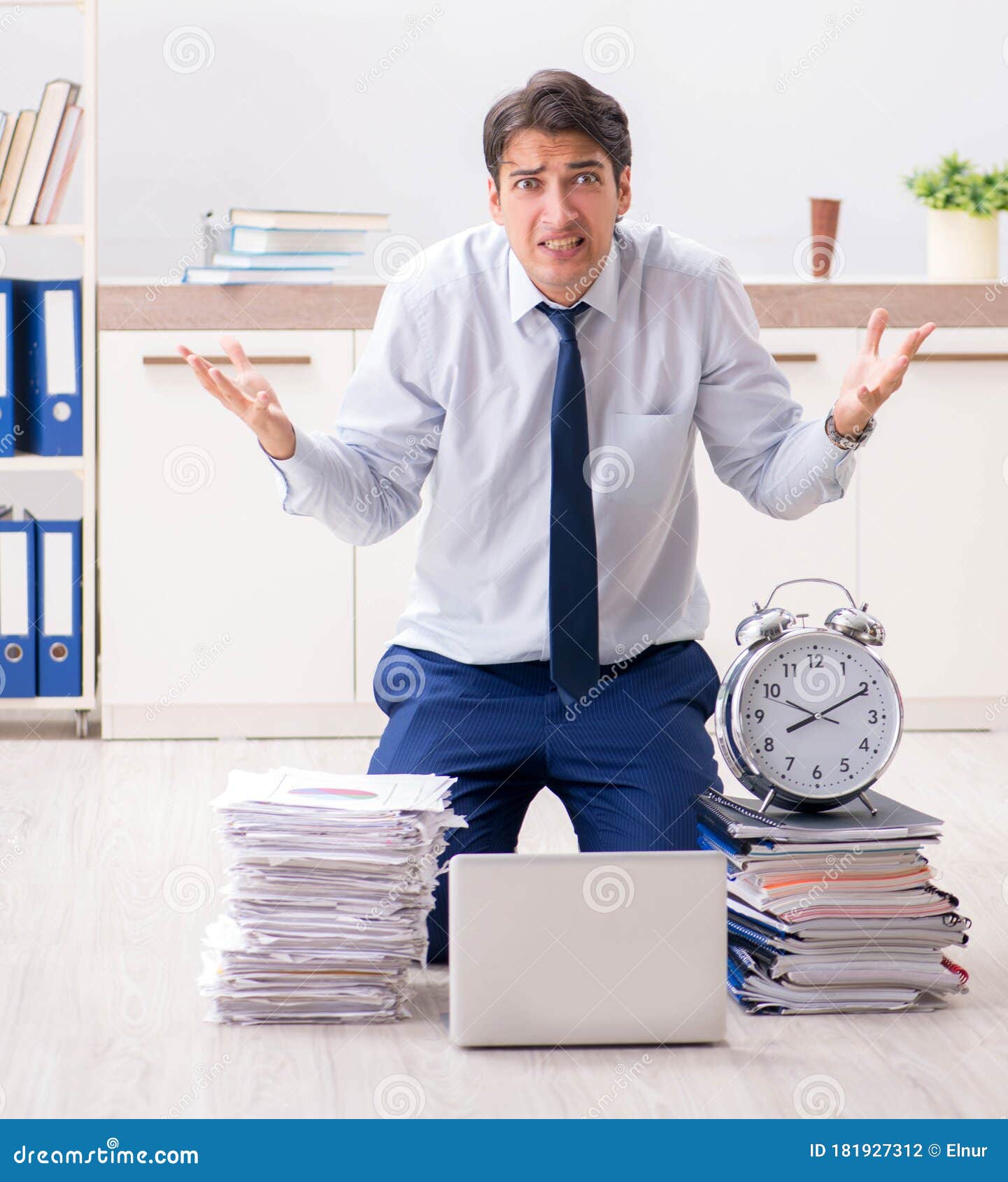 Extremely Busy Employee Working in the Office Stock Photo - Image of ...