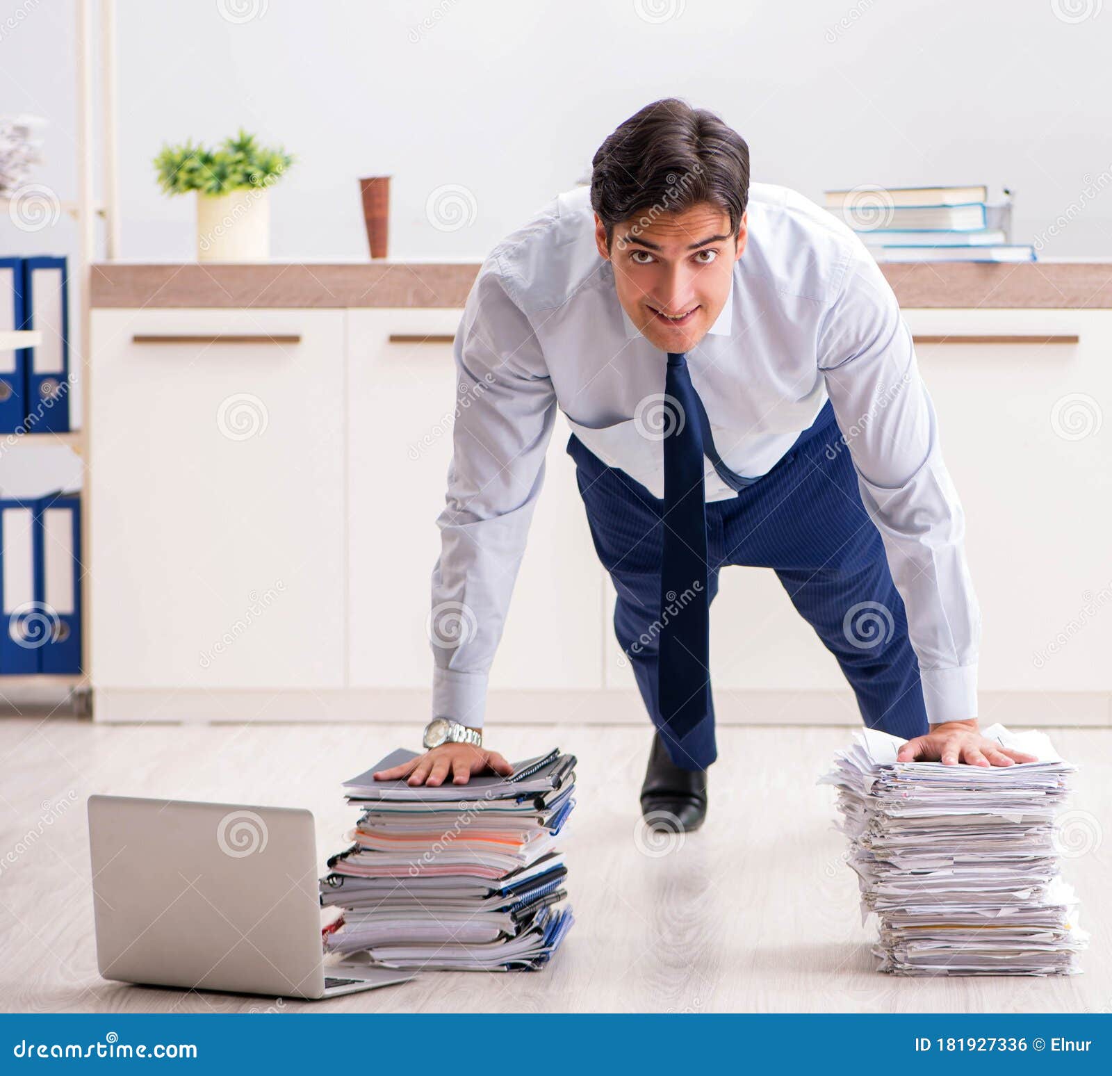 Extremely Busy Employee Working in the Office Stock Photo - Image of ...