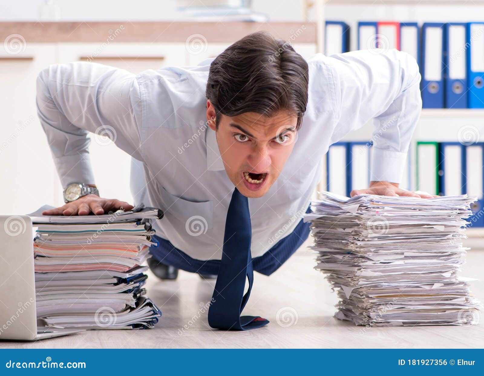 Extremely Busy Employee Working in the Office Stock Photo - Image of ...