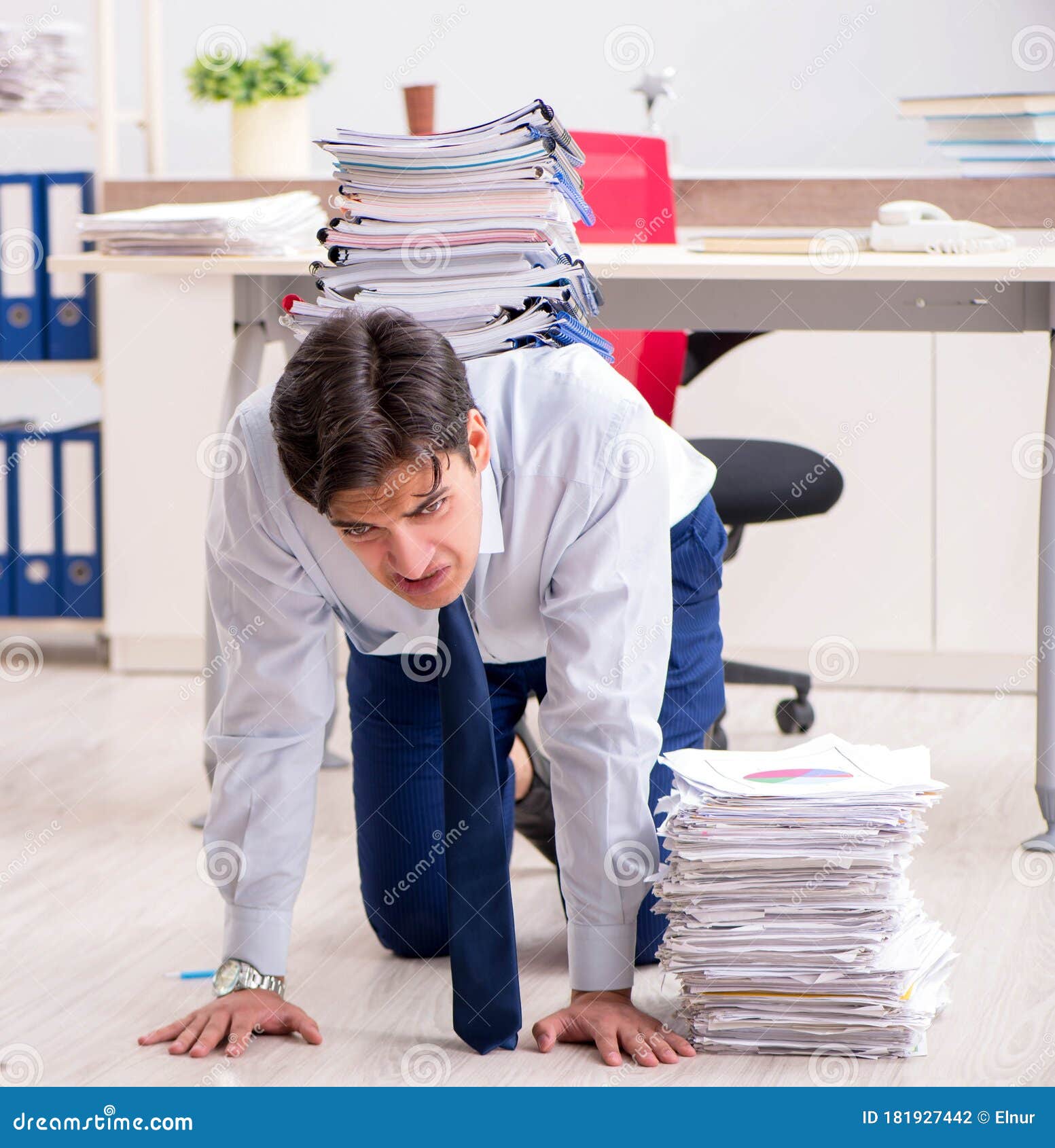Extremely Busy Employee Working in the Office Stock Photo - Image of ...