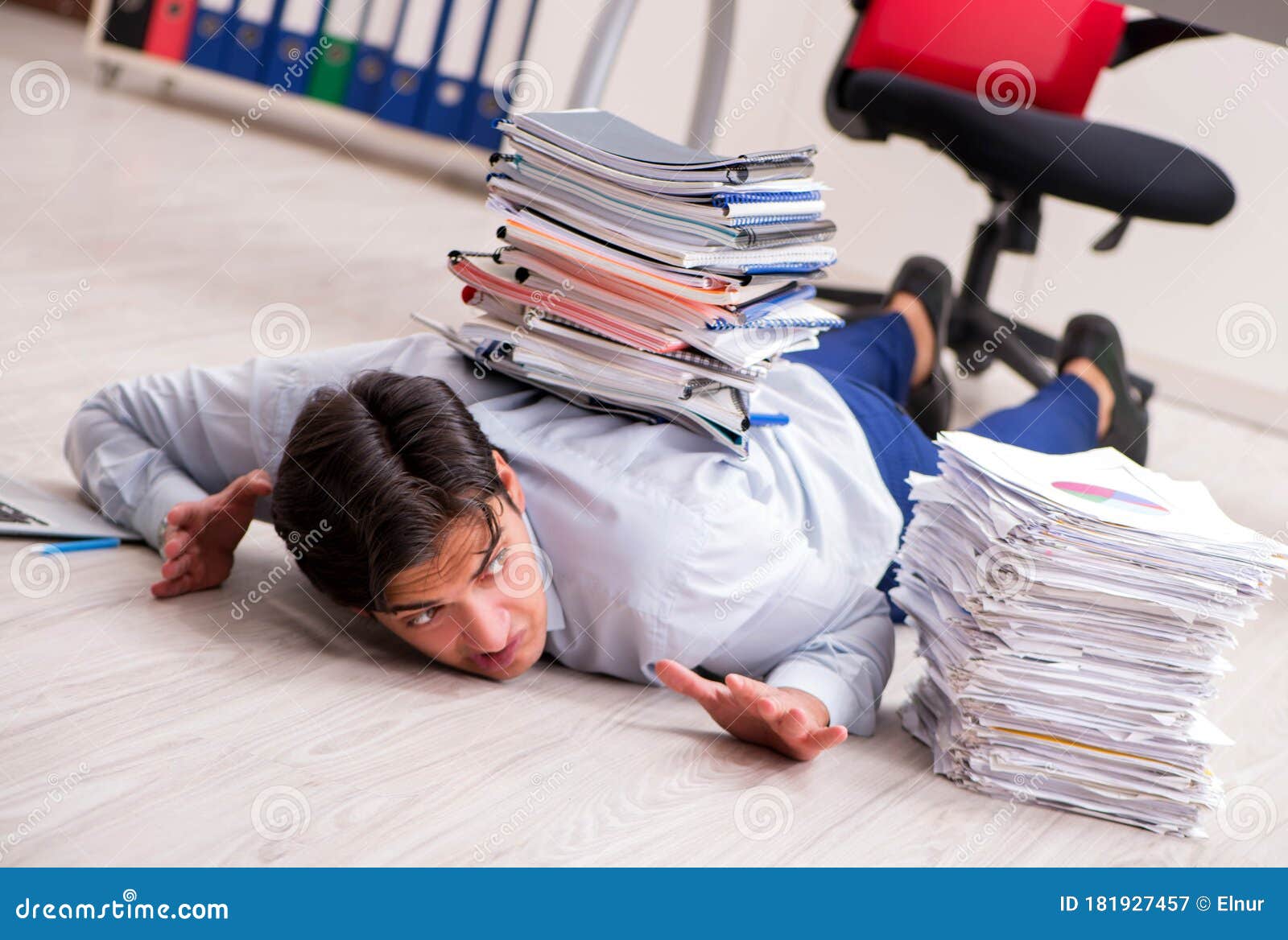 Extremely Busy Employee Working in the Office Stock Image - Image of ...