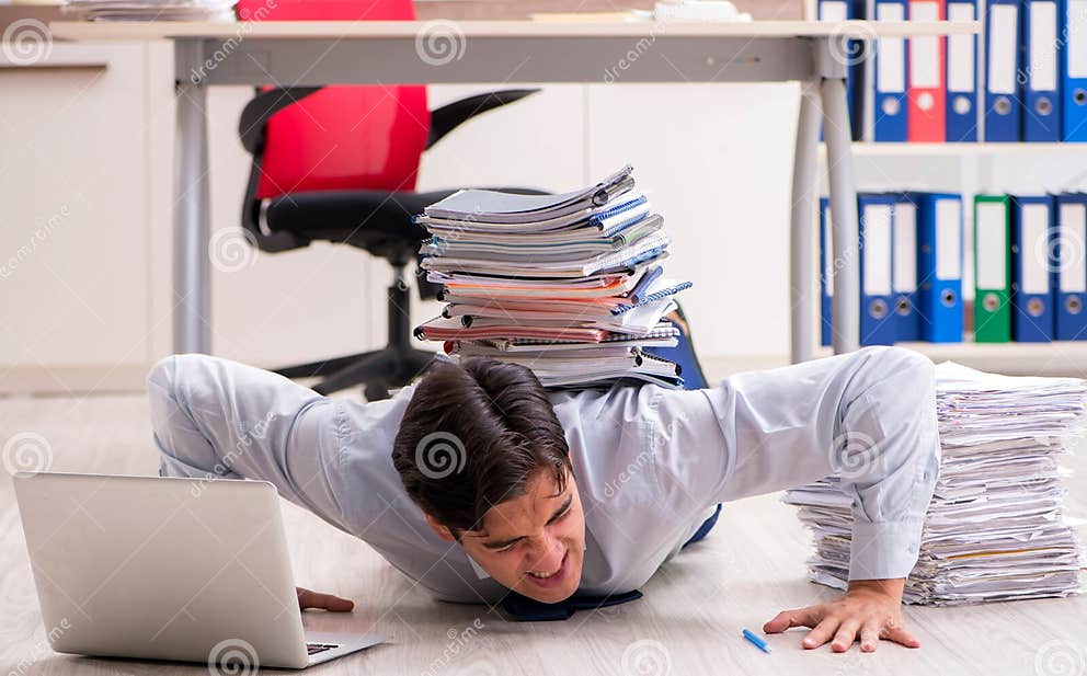 Extremely Busy Employee Working in the Office Stock Photo - Image of ...