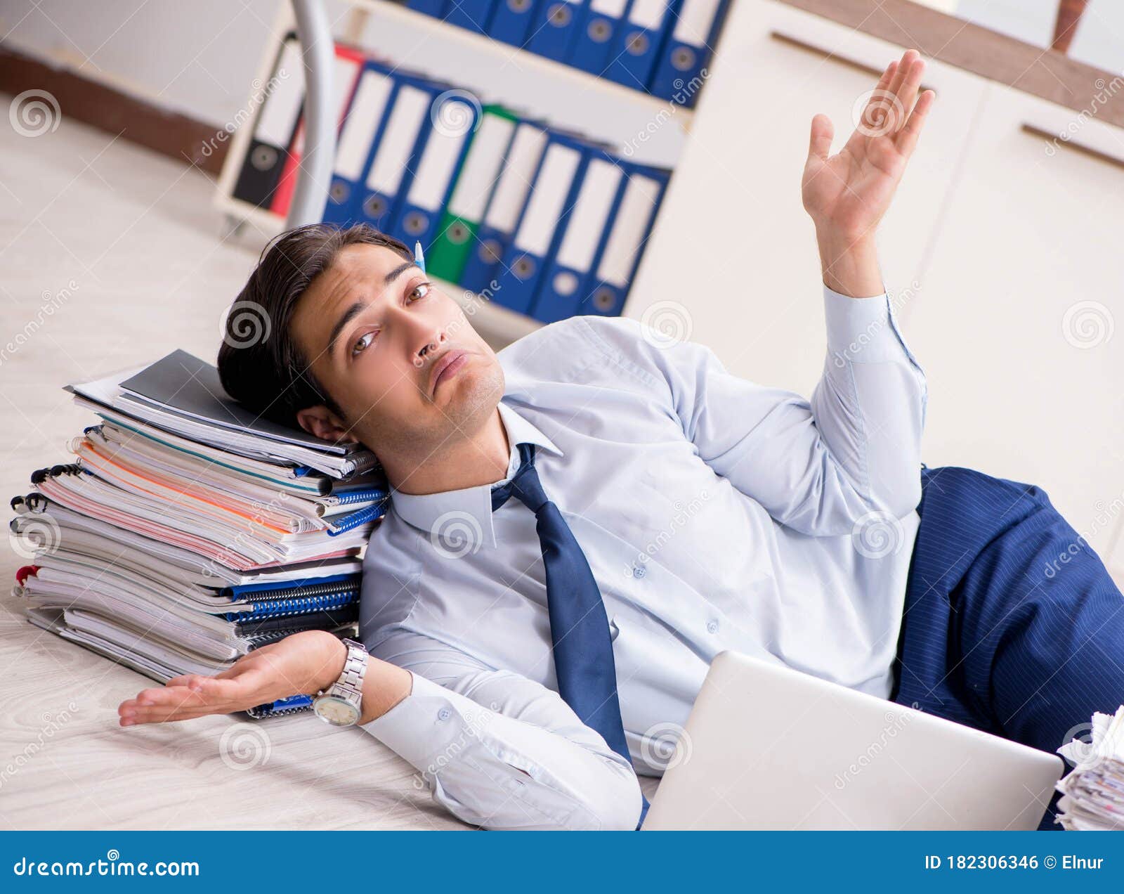 Extremely Busy Employee Working in the Office Stock Photo - Image of ...