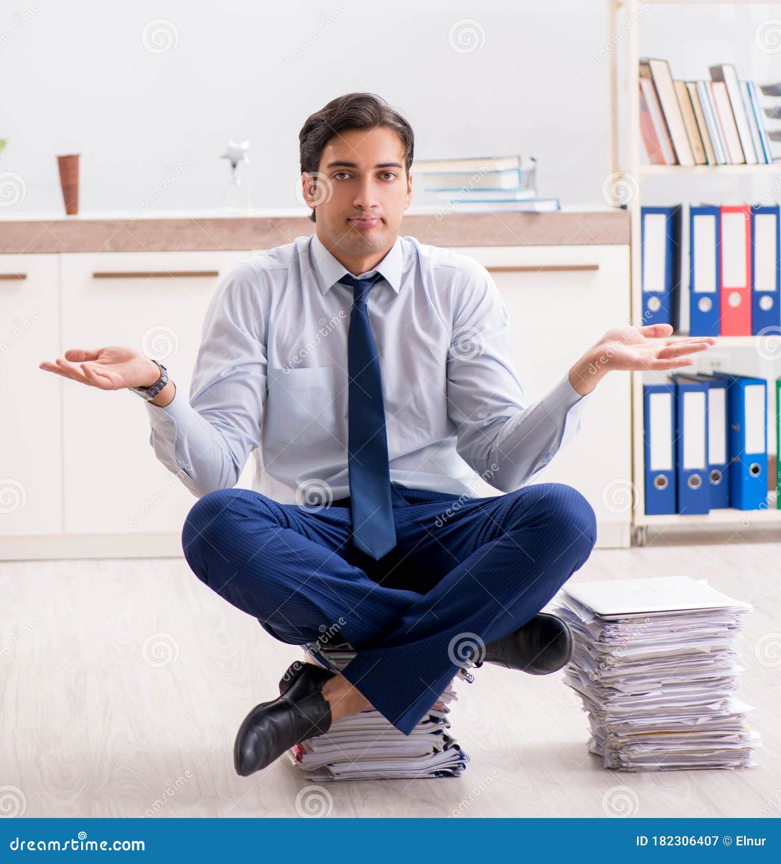 Extremely Busy Employee Working in the Office Stock Image - Image of ...