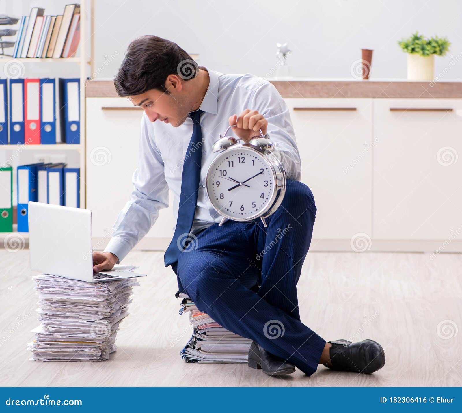 Extremely Busy Employee Working in the Office Stock Photo - Image of ...