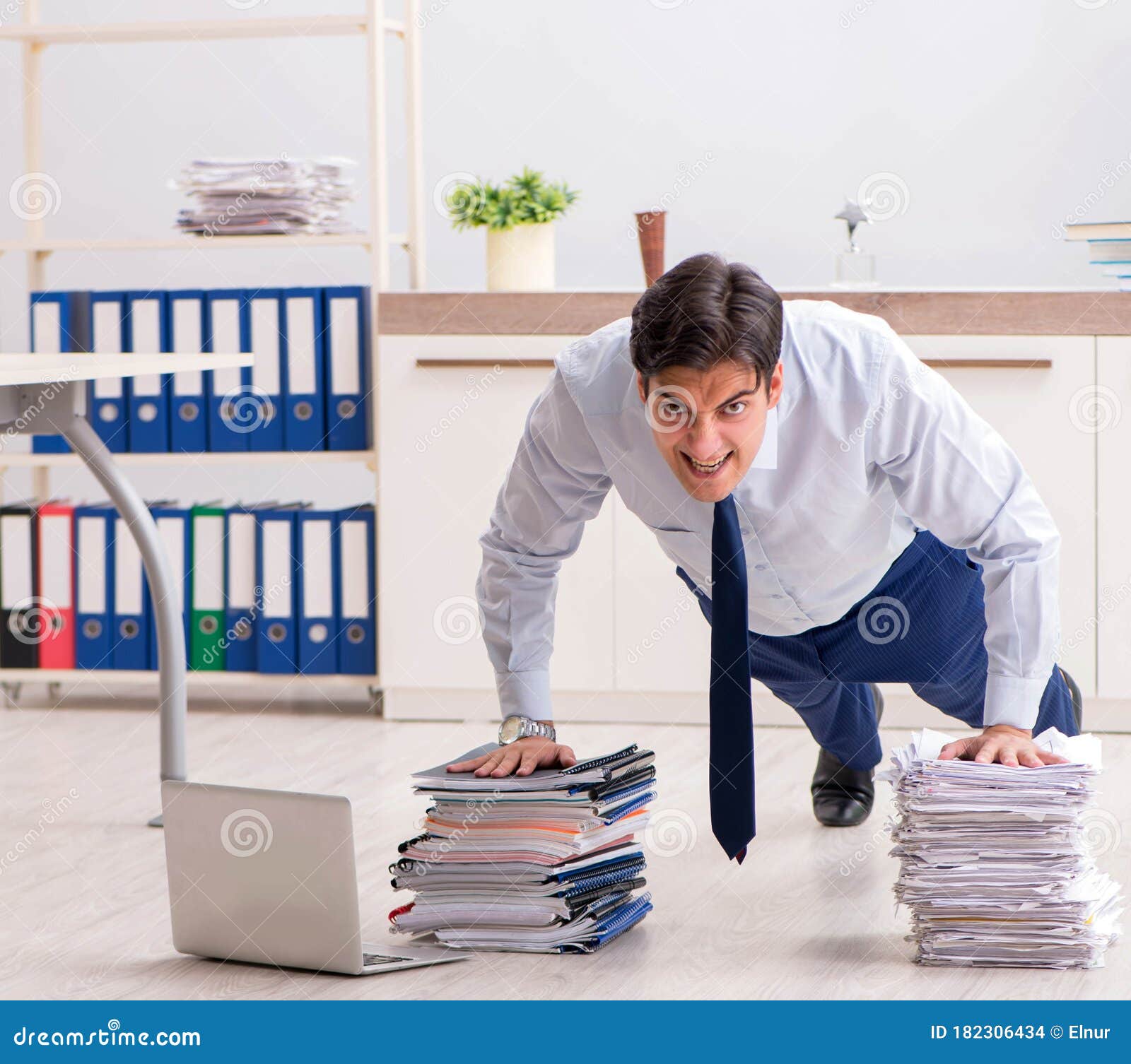 Extremely Busy Employee Working in the Office Stock Photo - Image of ...