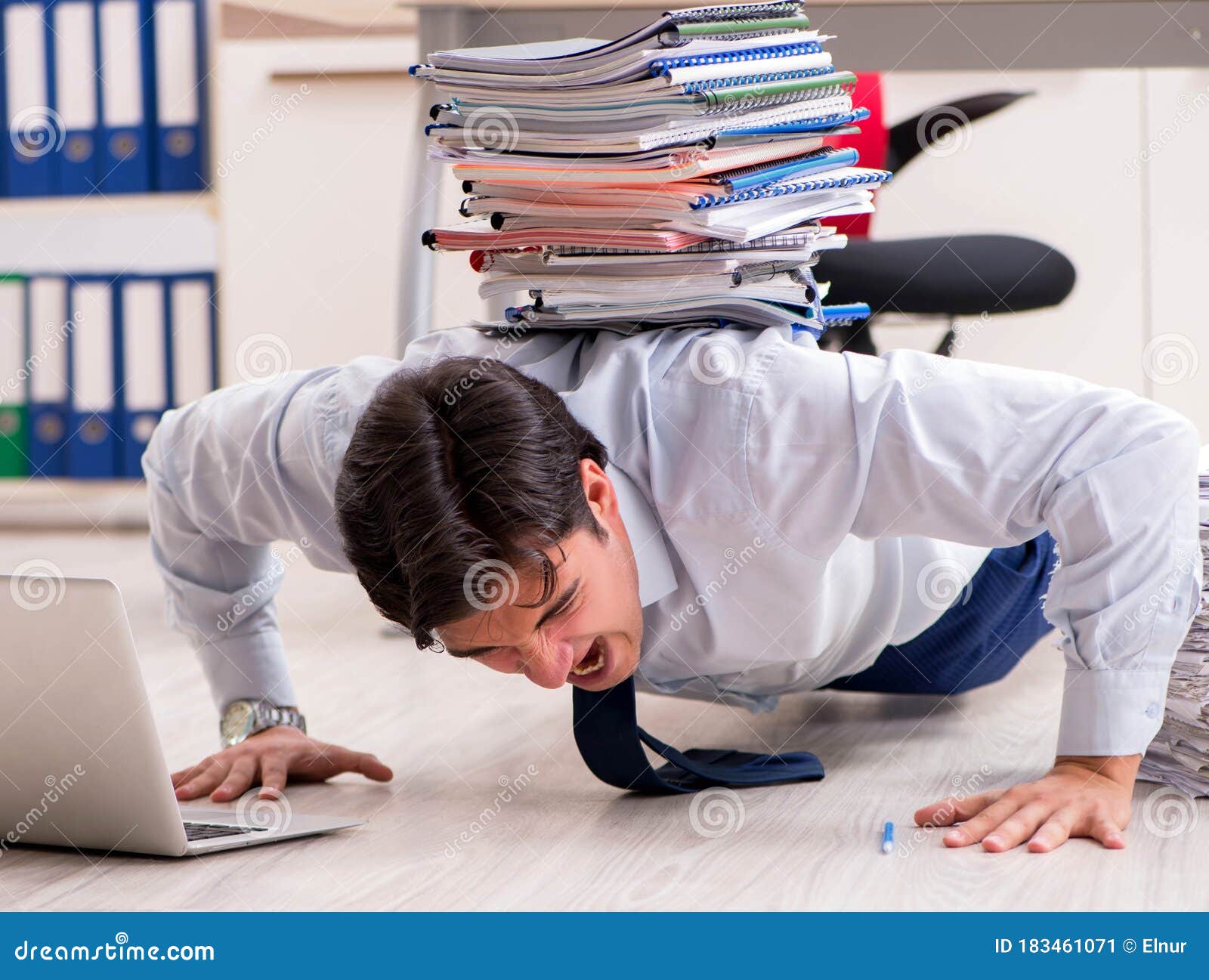 Extremely Busy Employee Working in the Office Stock Image - Image of ...