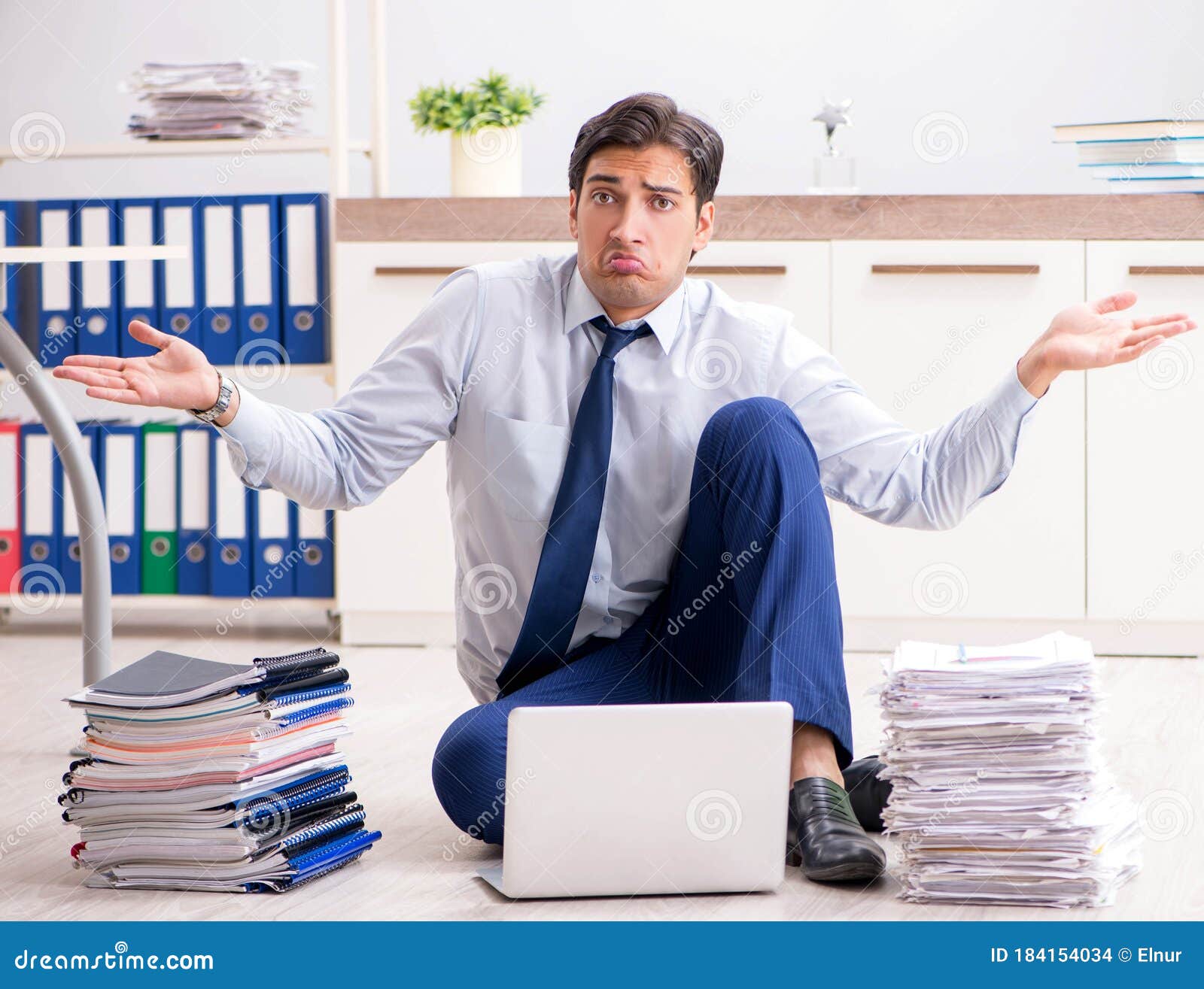 Extremely Busy Employee Working in the Office Stock Photo - Image of ...