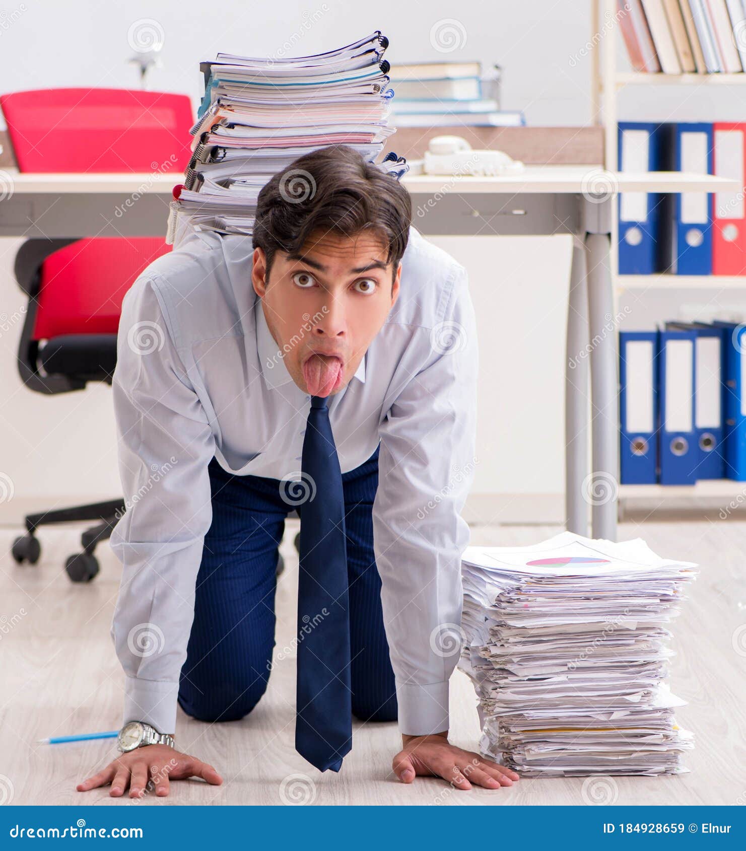 Extremely Busy Employee Working in the Office Stock Image - Image of ...