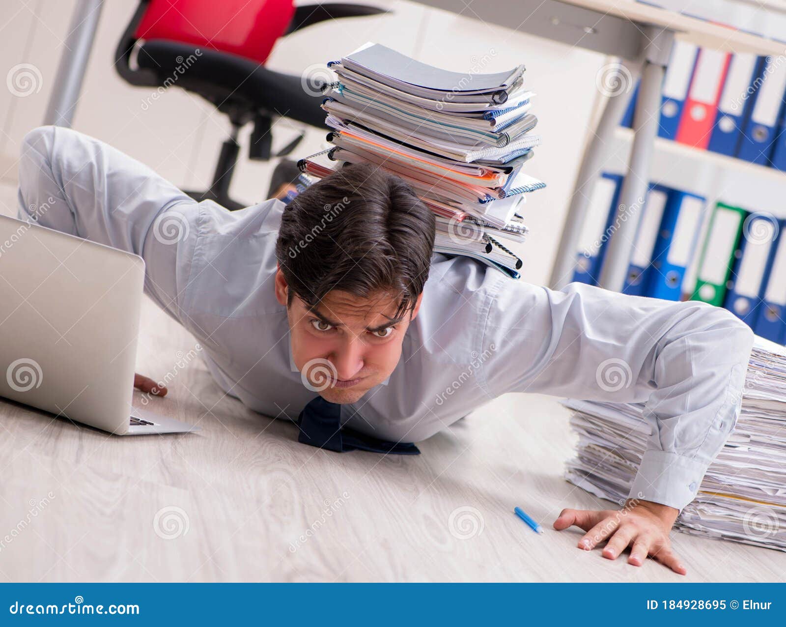 Extremely Busy Employee Working in the Office Stock Image - Image of ...