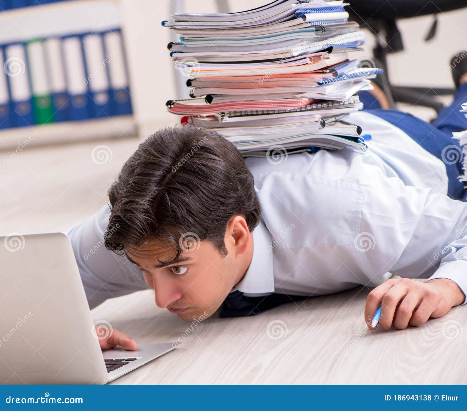 Extremely Busy Employee Working in the Office Stock Photo - Image of ...