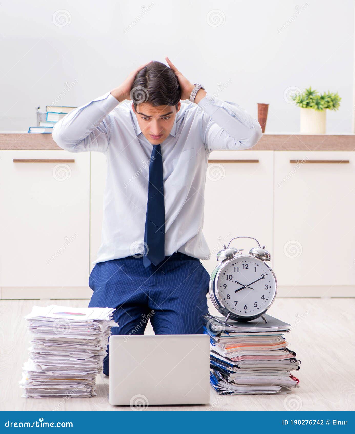 Extremely Busy Employee Working in the Office Stock Photo - Image of ...