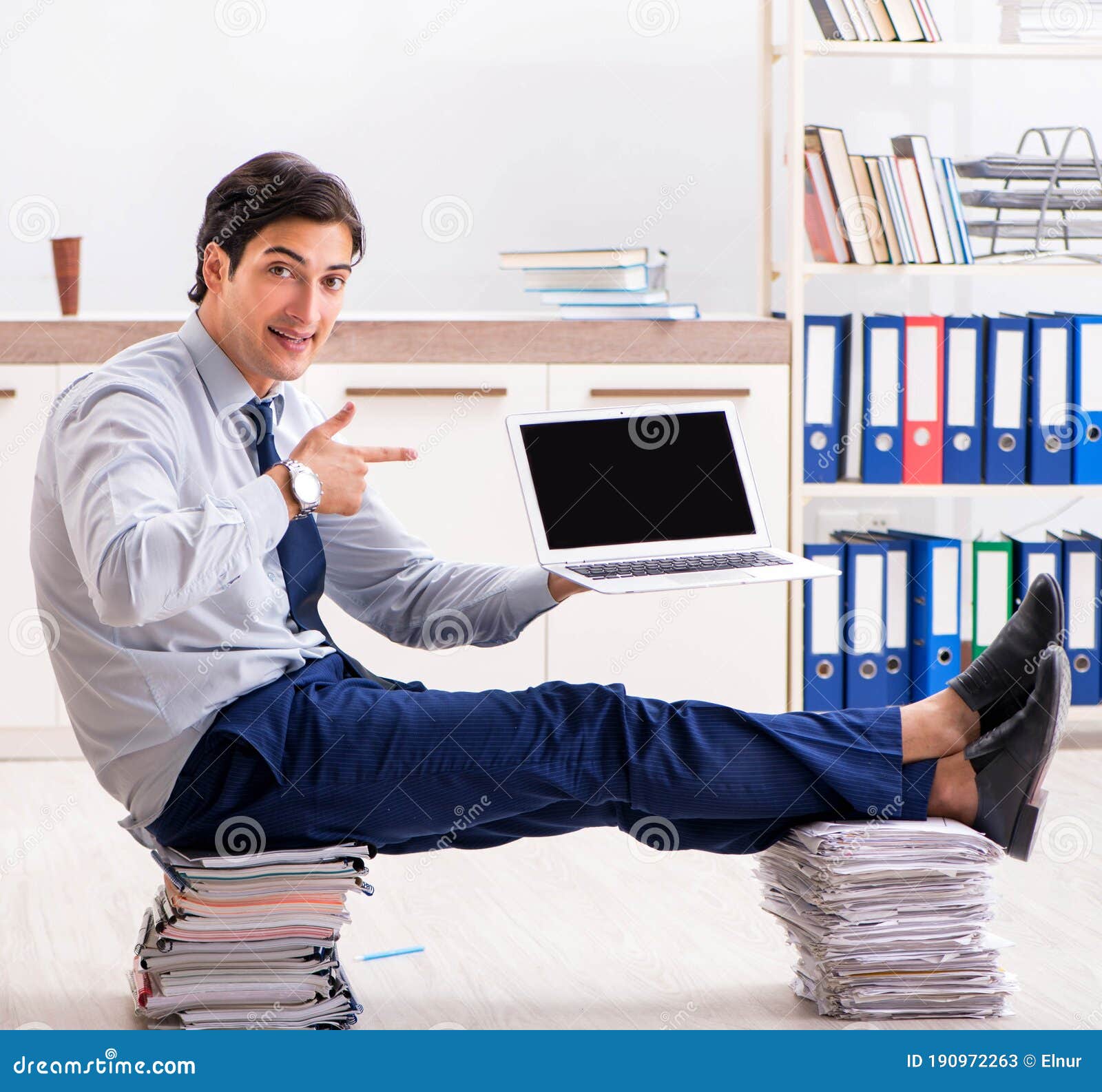 Extremely Busy Employee Working in the Office Stock Image - Image of ...