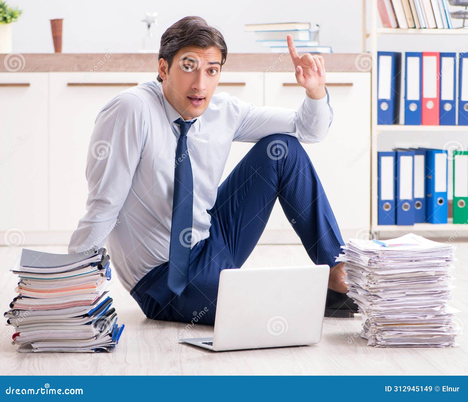 Extremely Busy Employee Working in the Office Stock Image - Image of ...
